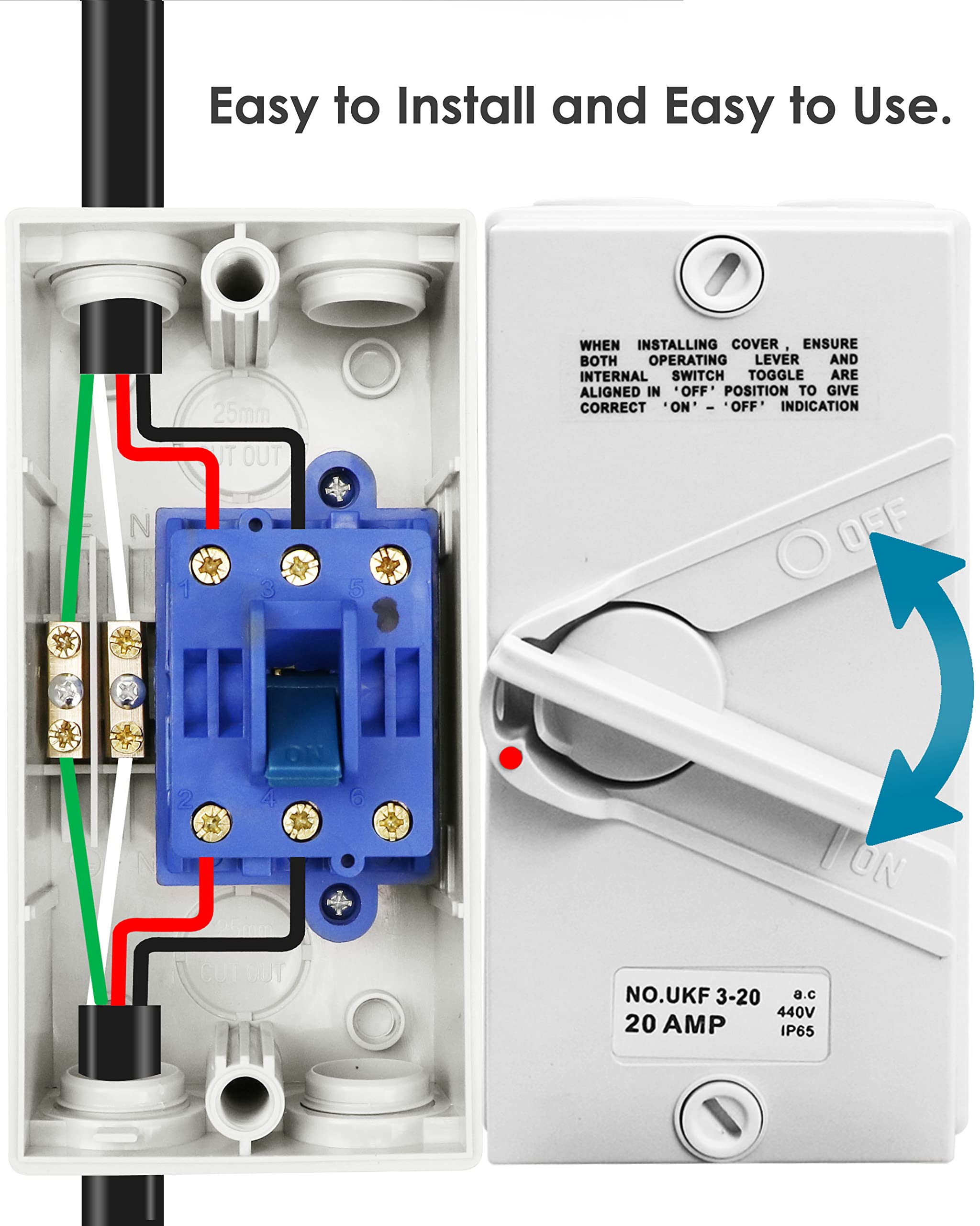 Snapklik.com : Enclosed Motor Disconnect Switch 20A 440V AC Disconnect ...