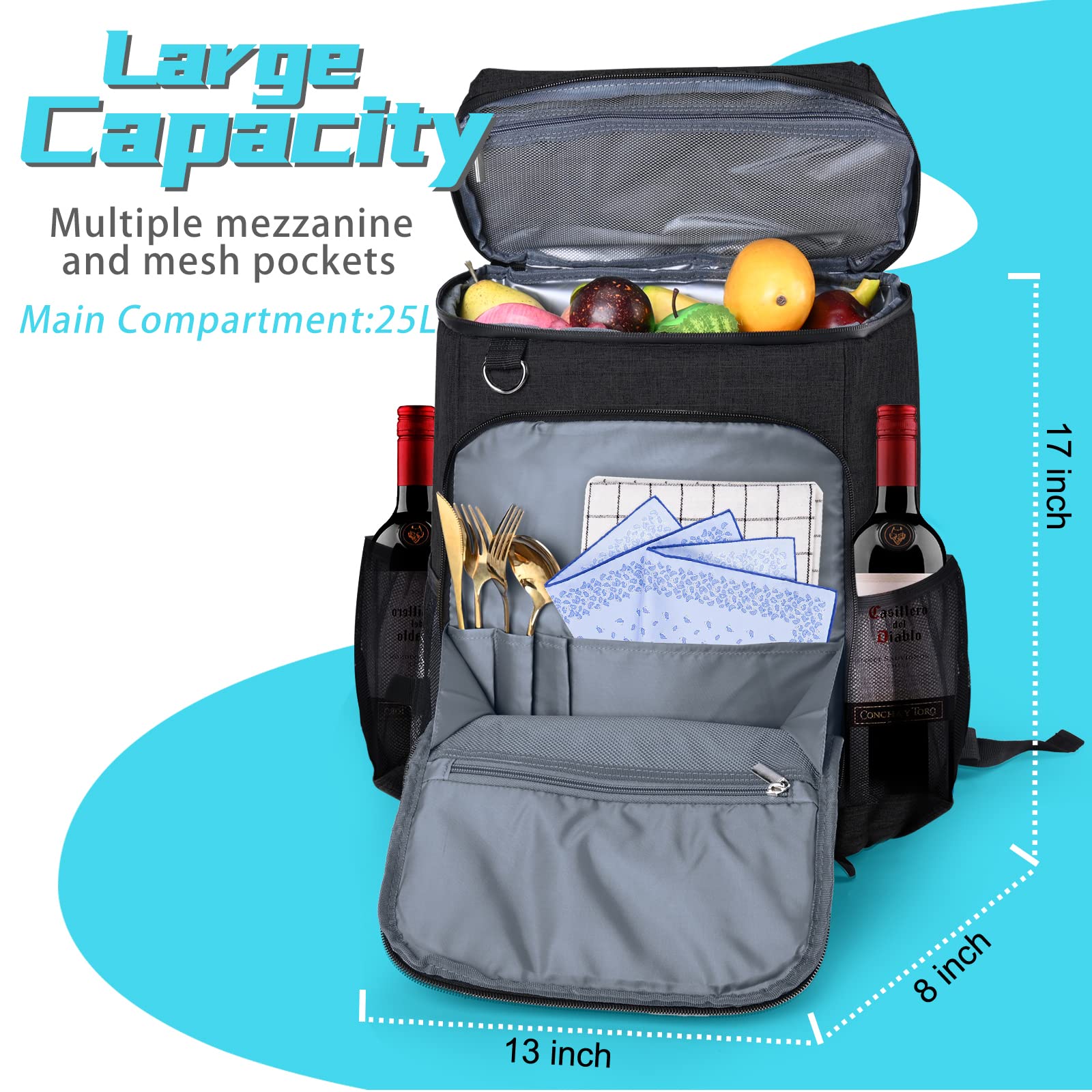Snapklik.com : Cooler Backpack, Leakproof 30 Cans Insulated Soft Cooler ...