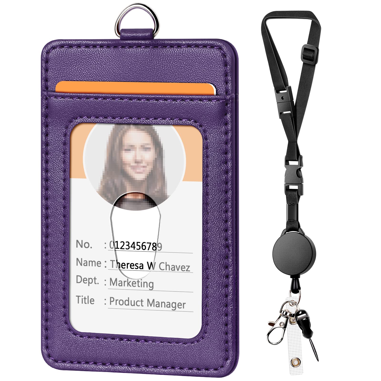 Snapklik.com : Leather Badge Holder And Adjustable Retractable Lanyards ...