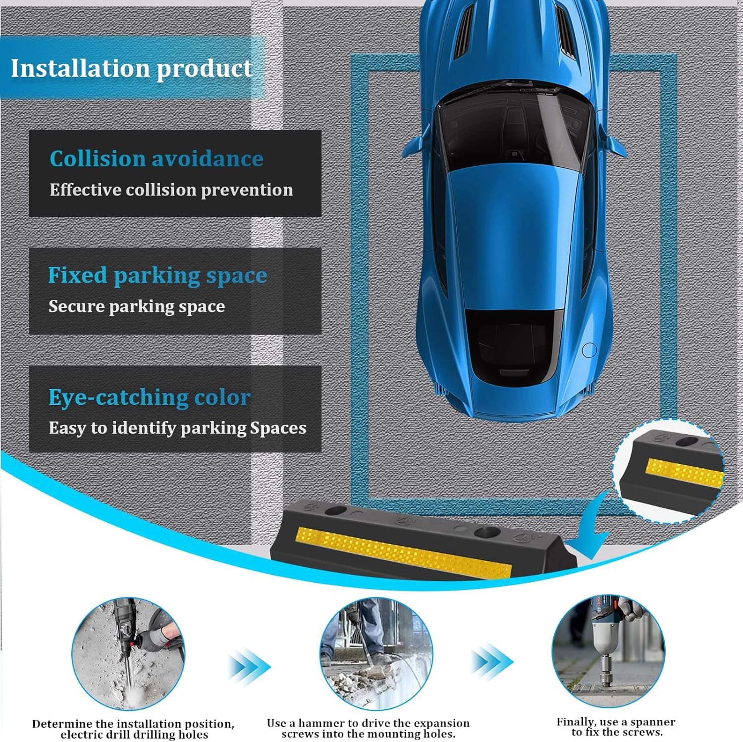 Snapklik.com : HAQQI Heavy Duty Rubber Parking Curb 19” For Garage