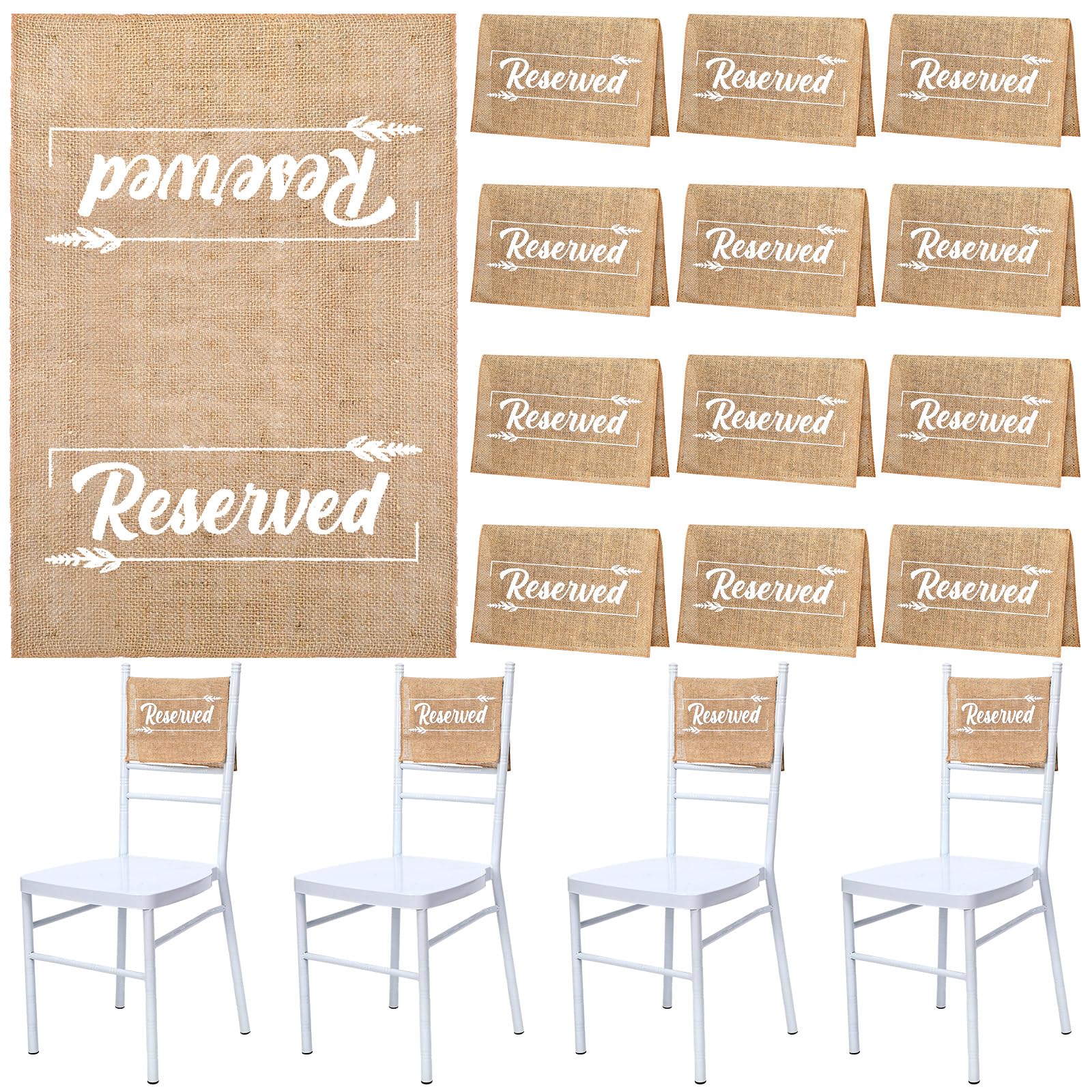 Amazon.com: Vercraft 30 Pcs Burlap Reserved Signs for Wedding Chairs ...