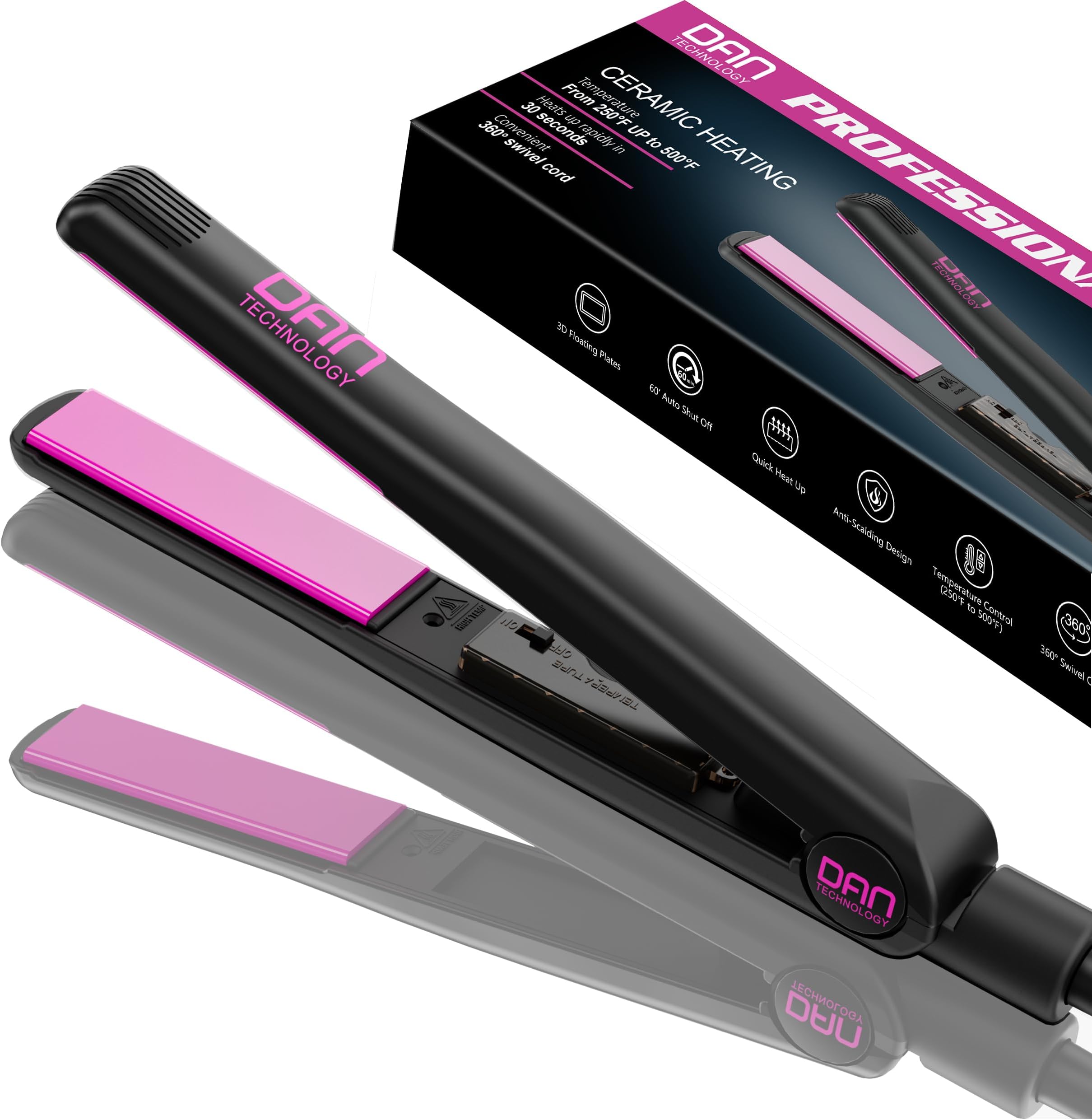 Amazon.com : RUCHA Pink Infrared Hair Straightener, 450 Degree Ceramic ...