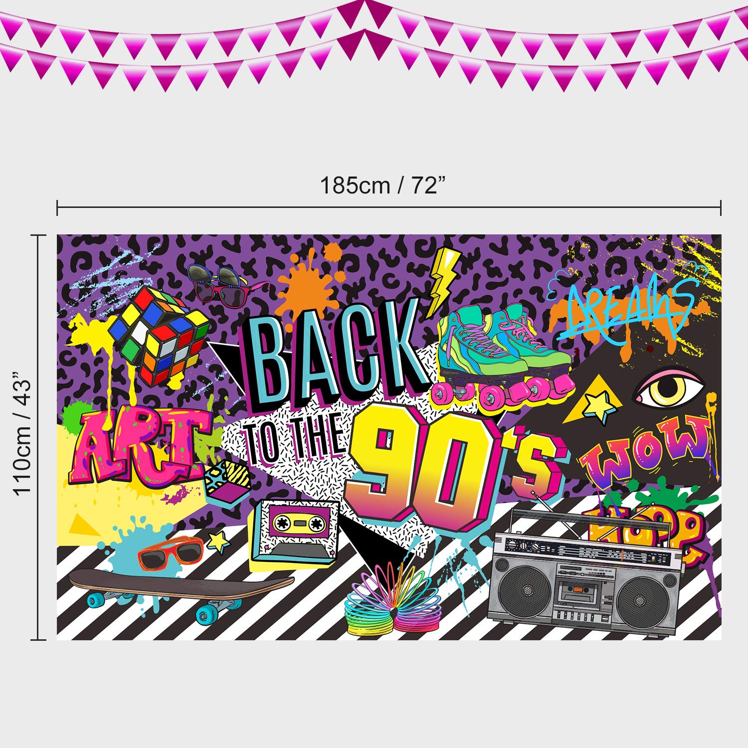 Buy 90s Theme Backdrop Hip Hop Graffiti Back to 90's Party Banner ...