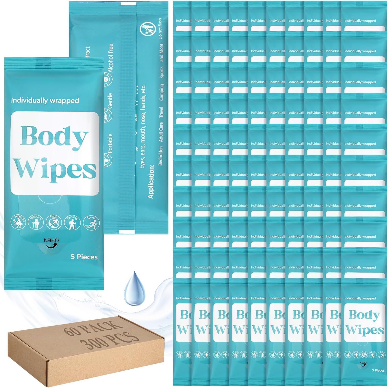 Amazon.com: Threlaco 300 Pcs 60 Pack Body Wipes for Adults Bathing No ...