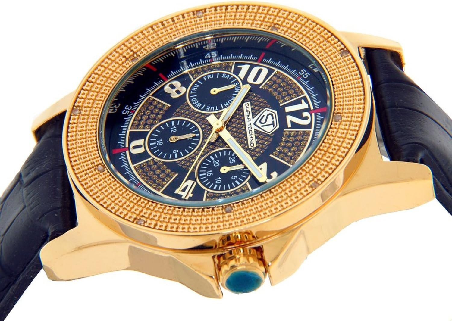Amazon.com: Super Techno Diamond Watch Mens Genuine Diamond Watch ...