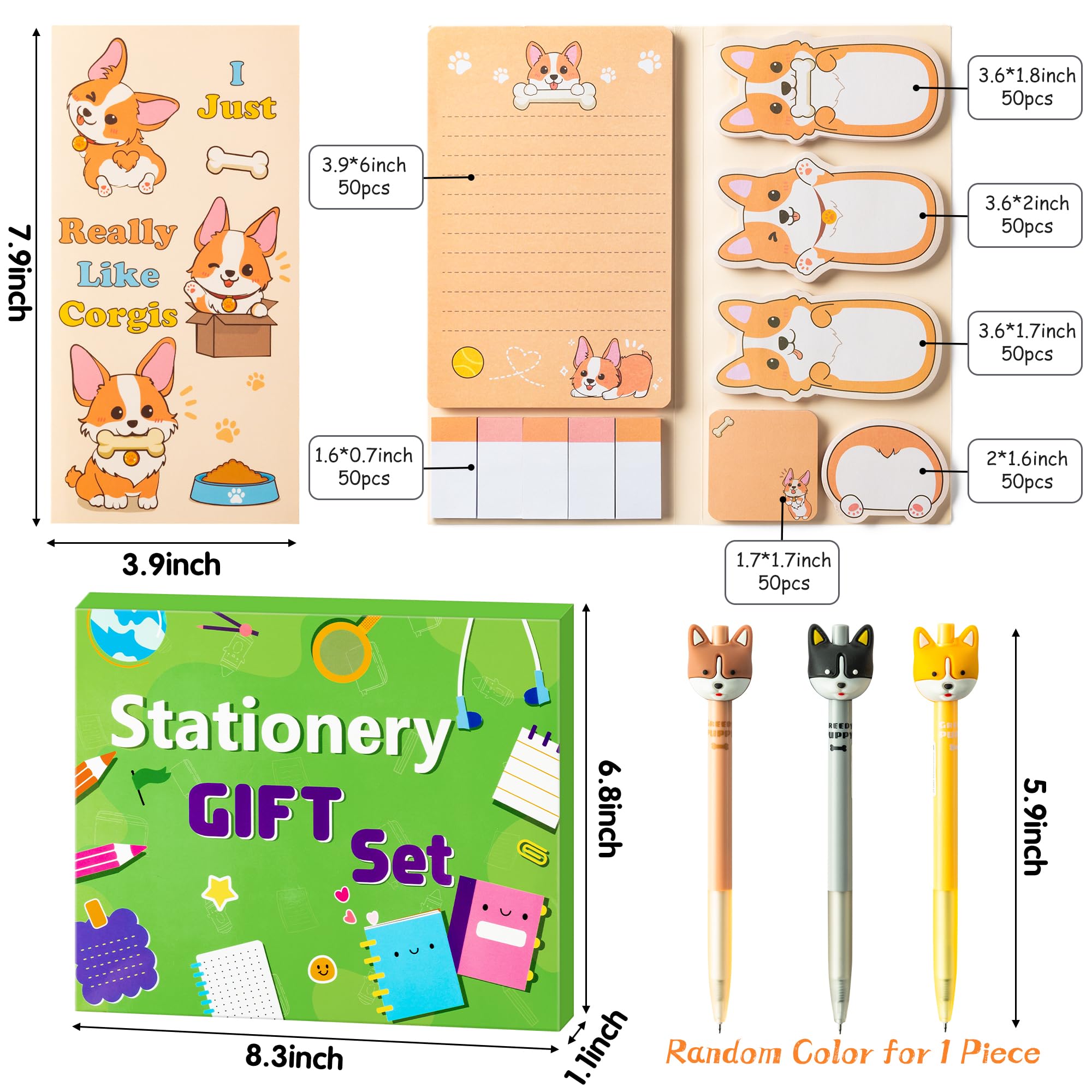 Snapklik.com : Xqumoi Corgi Sticky Note A5 Notebooks Pen Stationary Set ...