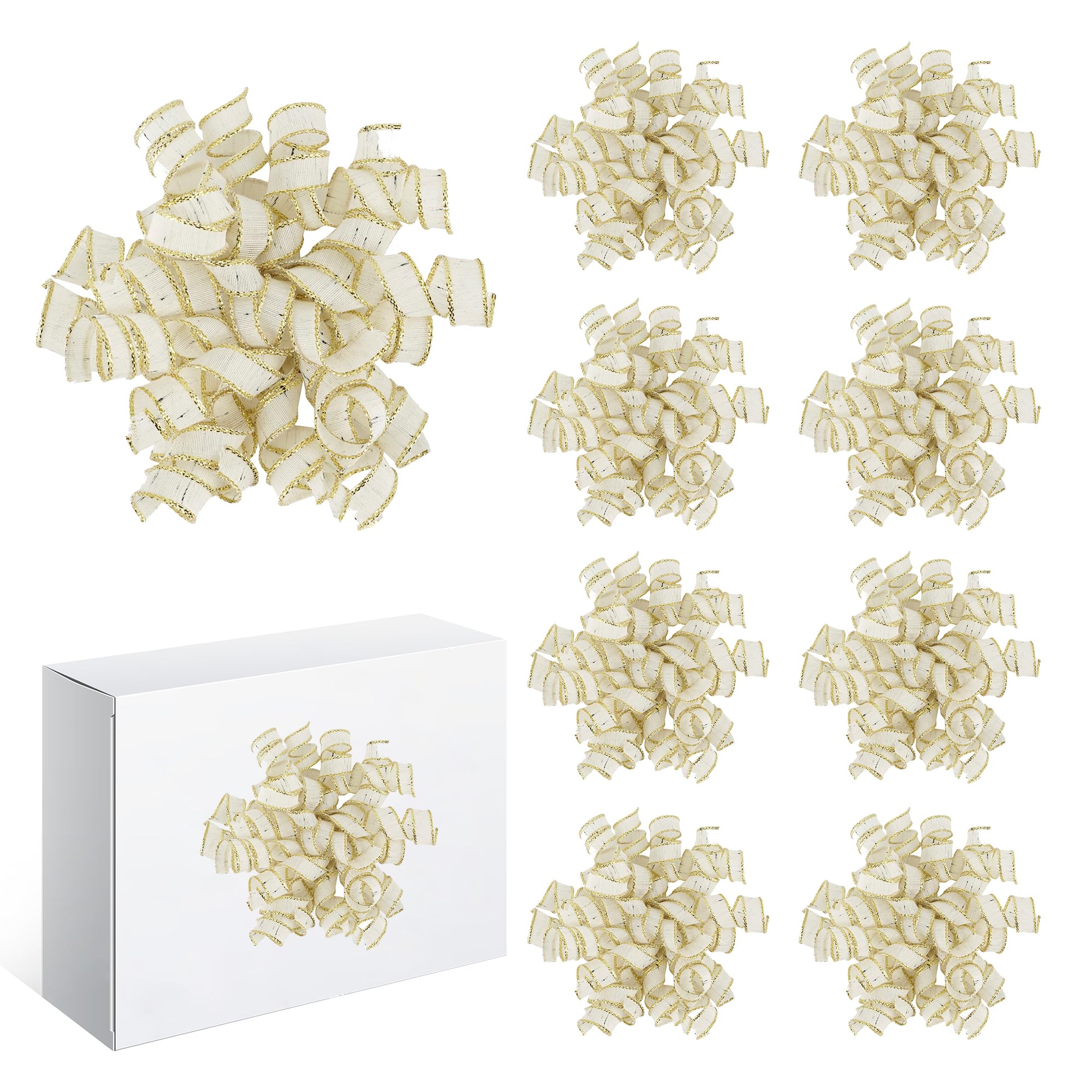 Amazon.com: AIMUDI White Cotton with Gold Metallic Edge Curly Bows for ...