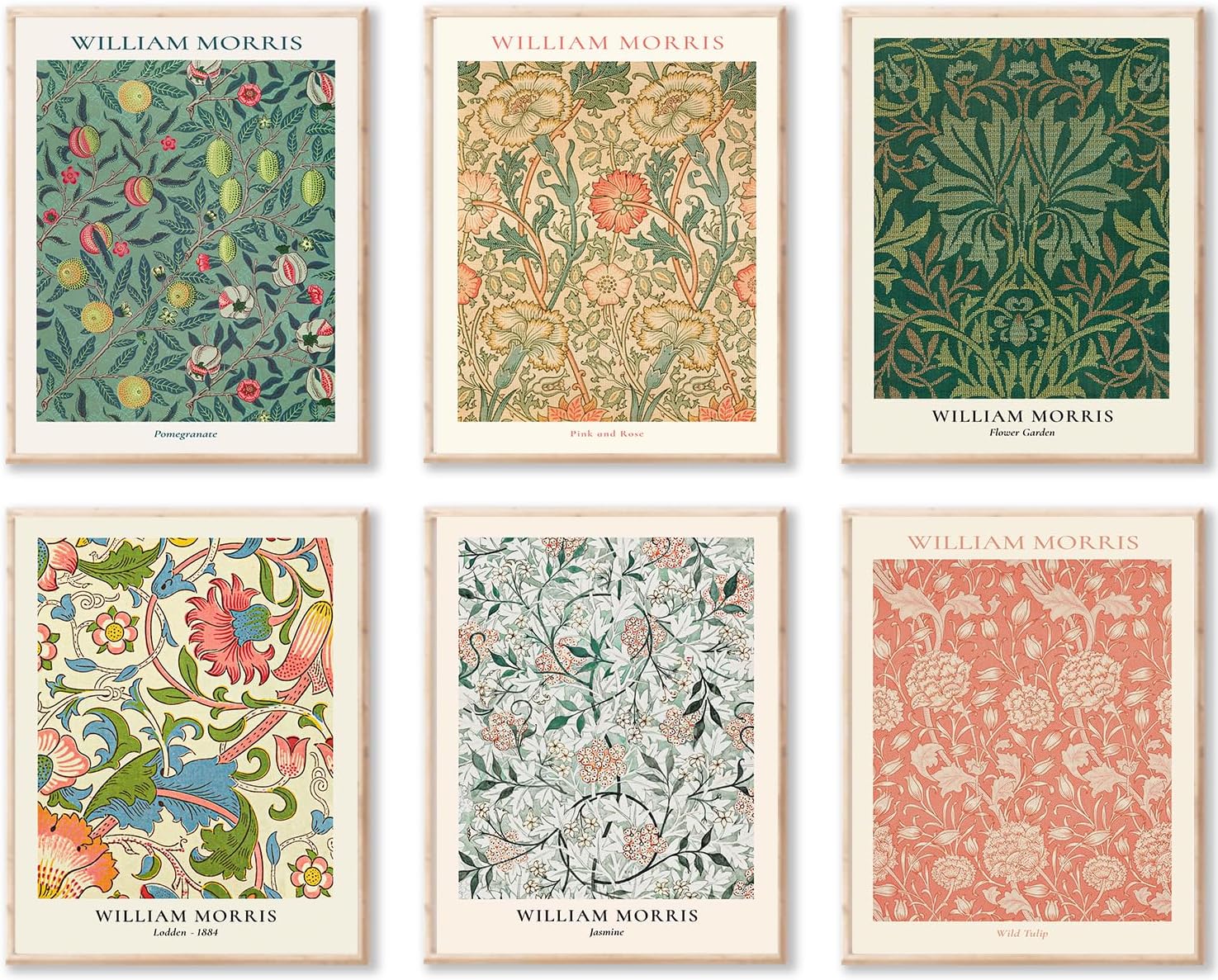 Amazon.com: TWNSLLA William Morris Wall Art Prints Set of 6, Abstract ...