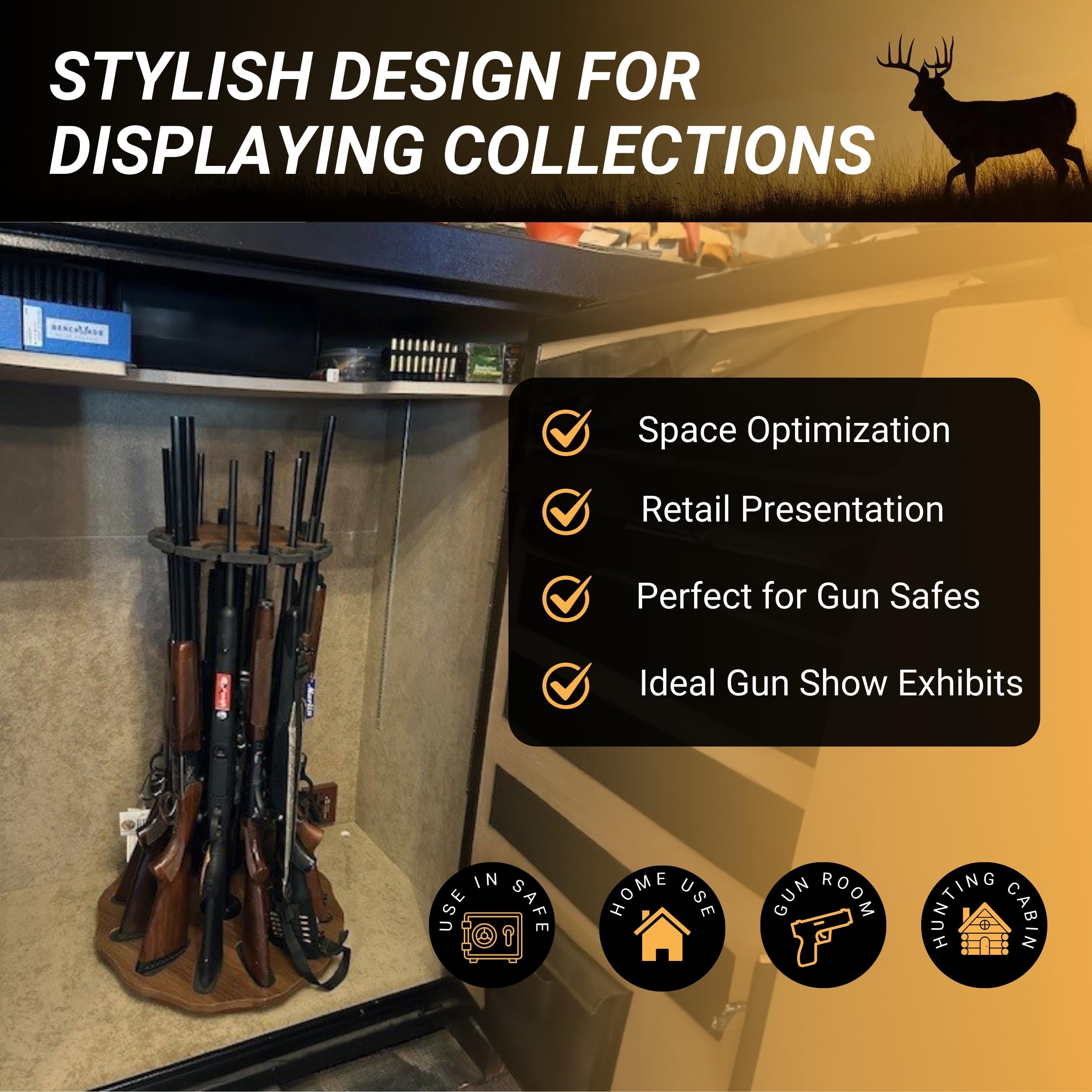 Snapklik.com : Rush Creek Creations Spinning Indoor Gun Rack For Rifles ...