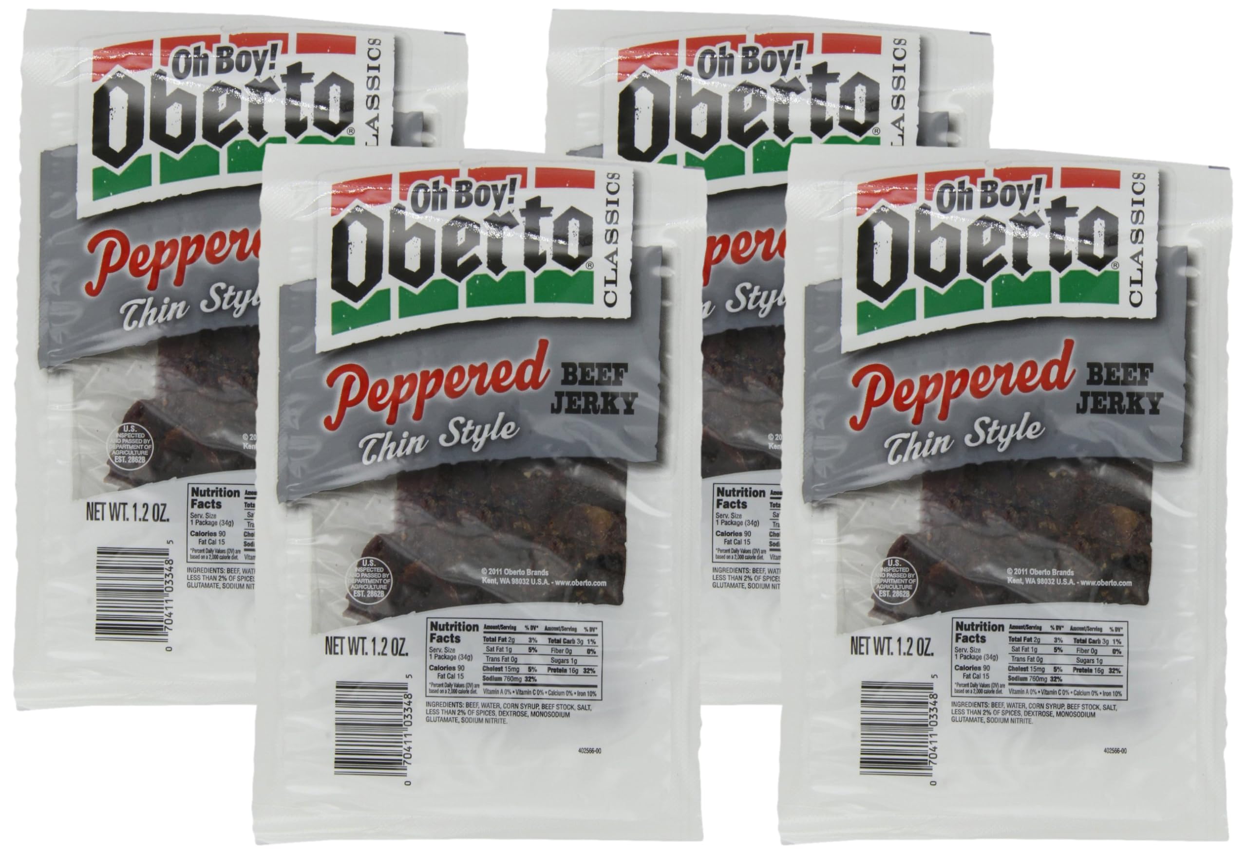 Amazon.com : Oh Boy! Oberto Classics Peppered Thin Style Beef Jerky, 1. ...