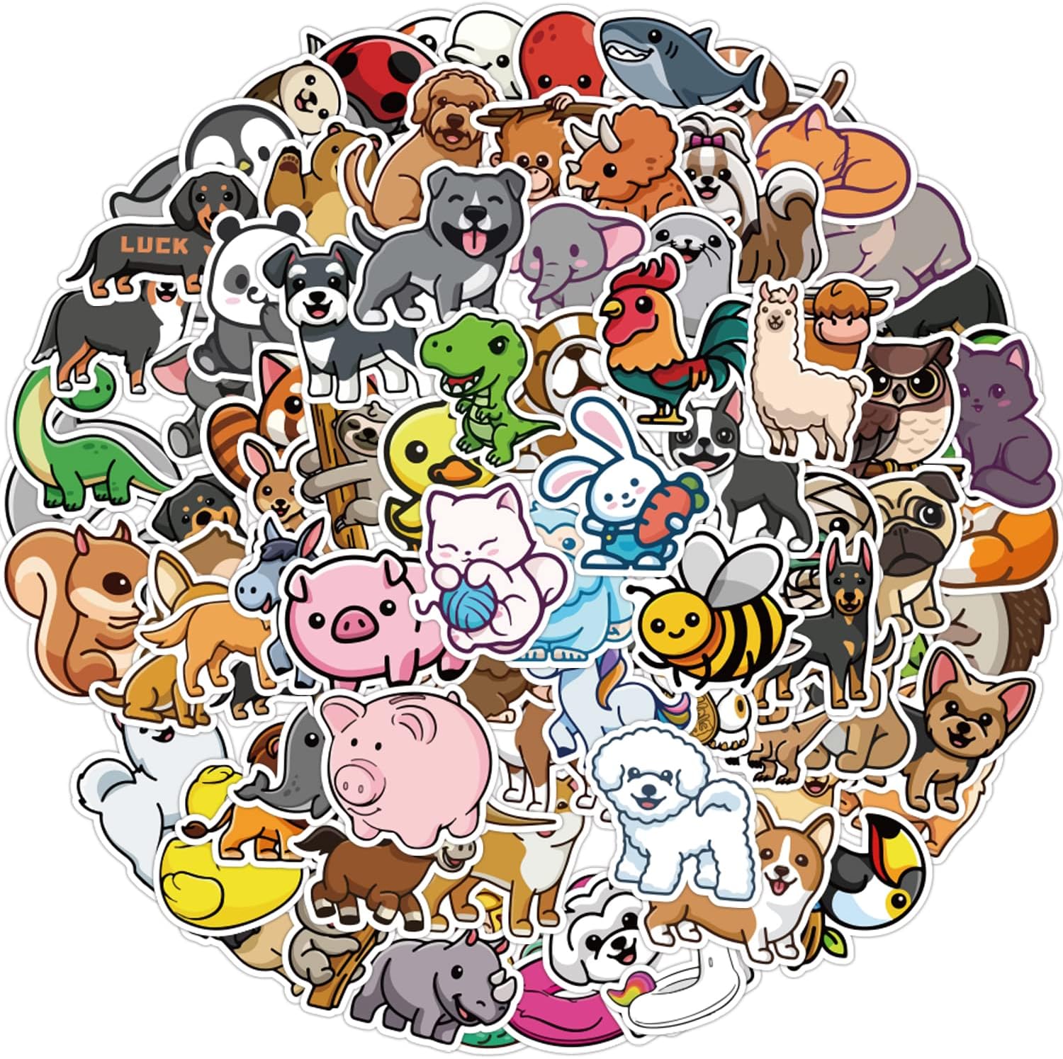 Amazon.com: 100pcs Cute Animal Stickers for Water Bottles,Vinyl ...