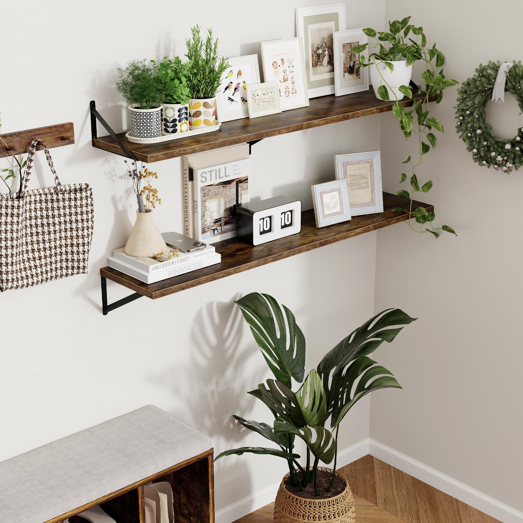 Snapklik.com : 12 Inch Deep Floating Shelves For Wall - 55 Inch Wide X ...