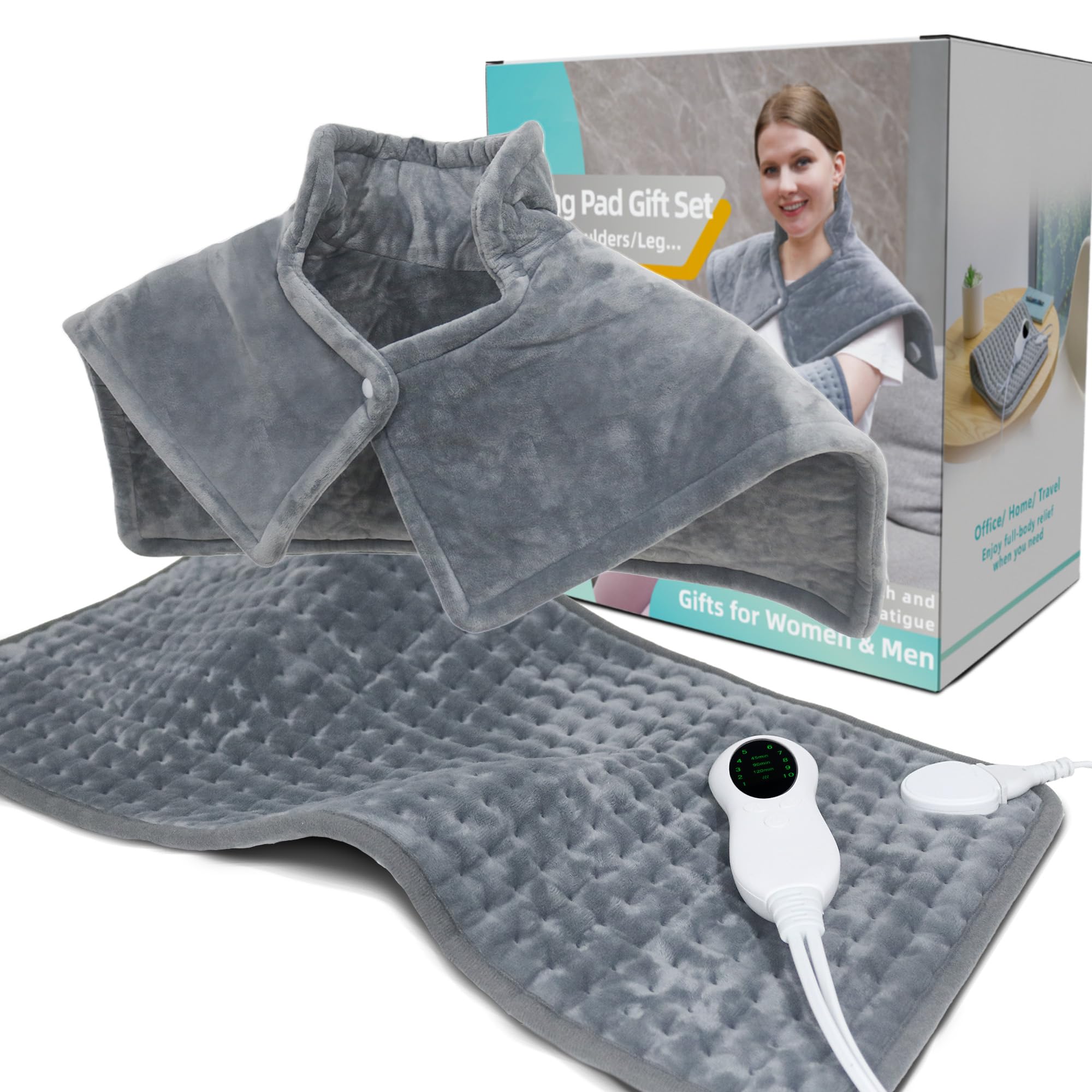 Amazon.com: Heating Pad Set for Neck, Shoulders and Back, XL Electric ...