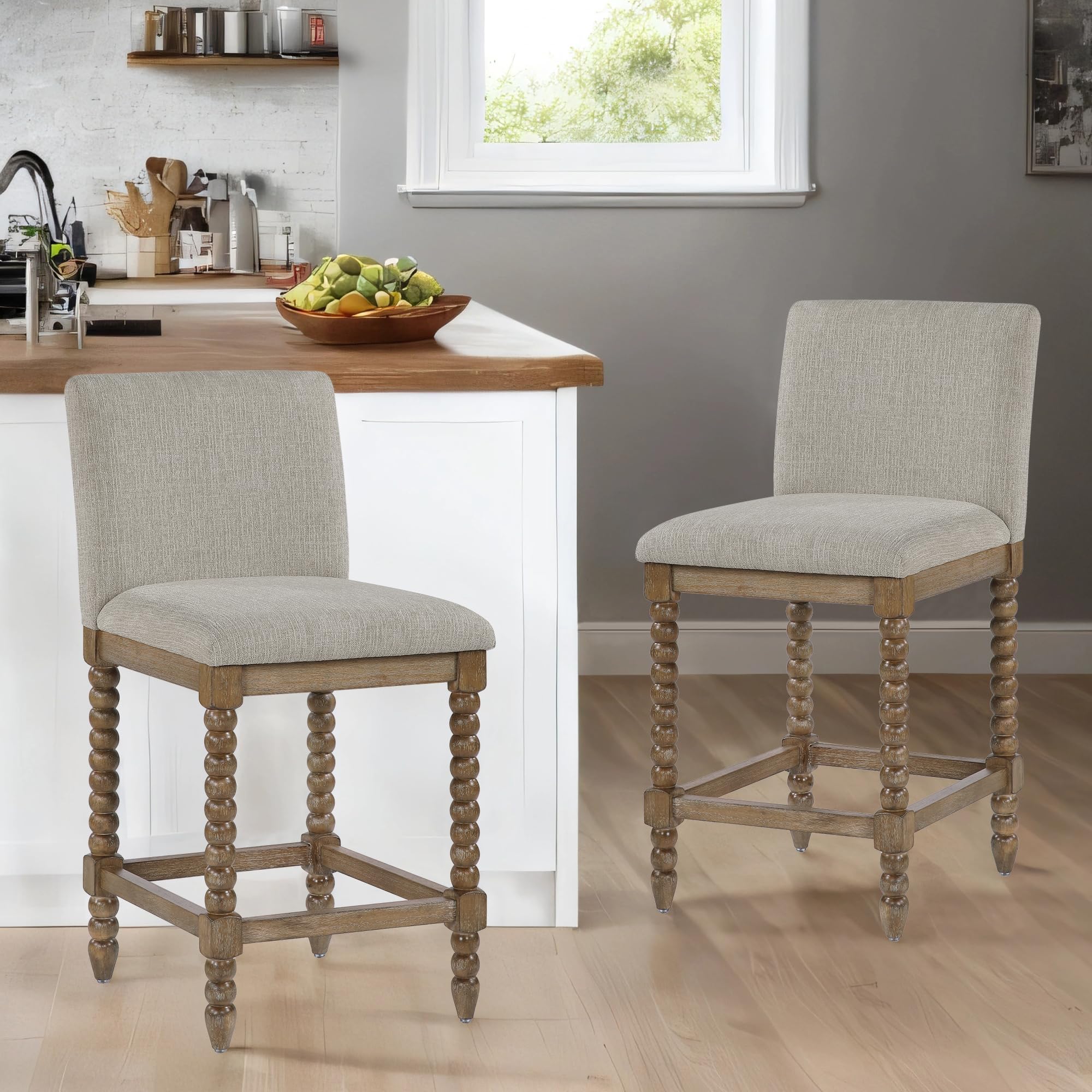 Amazon.com: DUHOME Spindle Counter Stools Set of 2 with Padded Spring ...