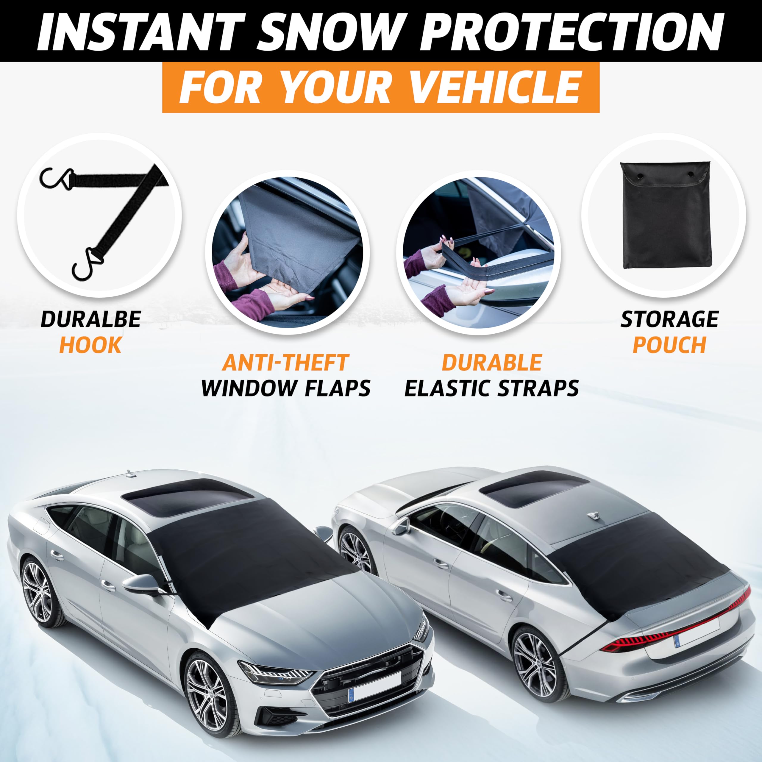 Snapklik.com : EcoNour Car Windshield Snow Cover Front And Rear Bundle ...