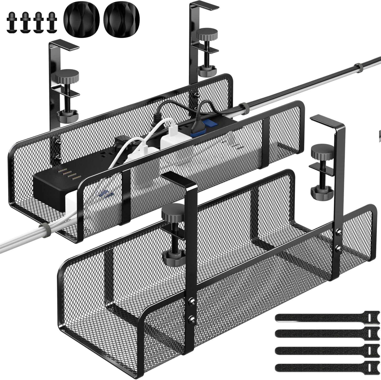 Amazon.com: Cable Management Under Desk, Under Desk Cable Management ...