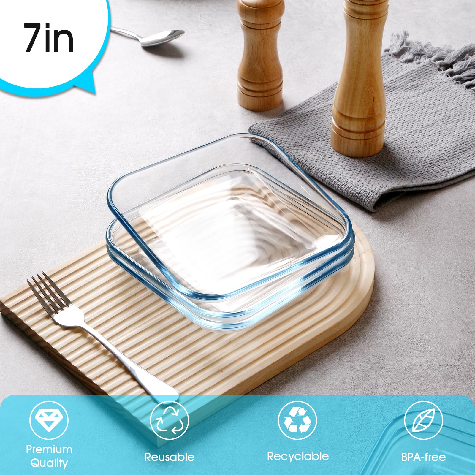 Snapklik.com : 3 Pack 7 Inch Square Dessert Plates, Small Clear ...