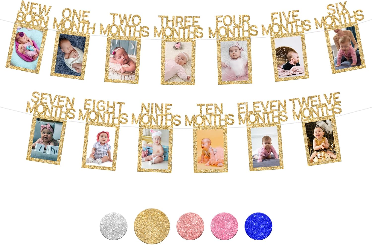 Amazon.com: KatchOn, Glitter 1st Birthday Photo Banner - 2 Strings, 10 ...