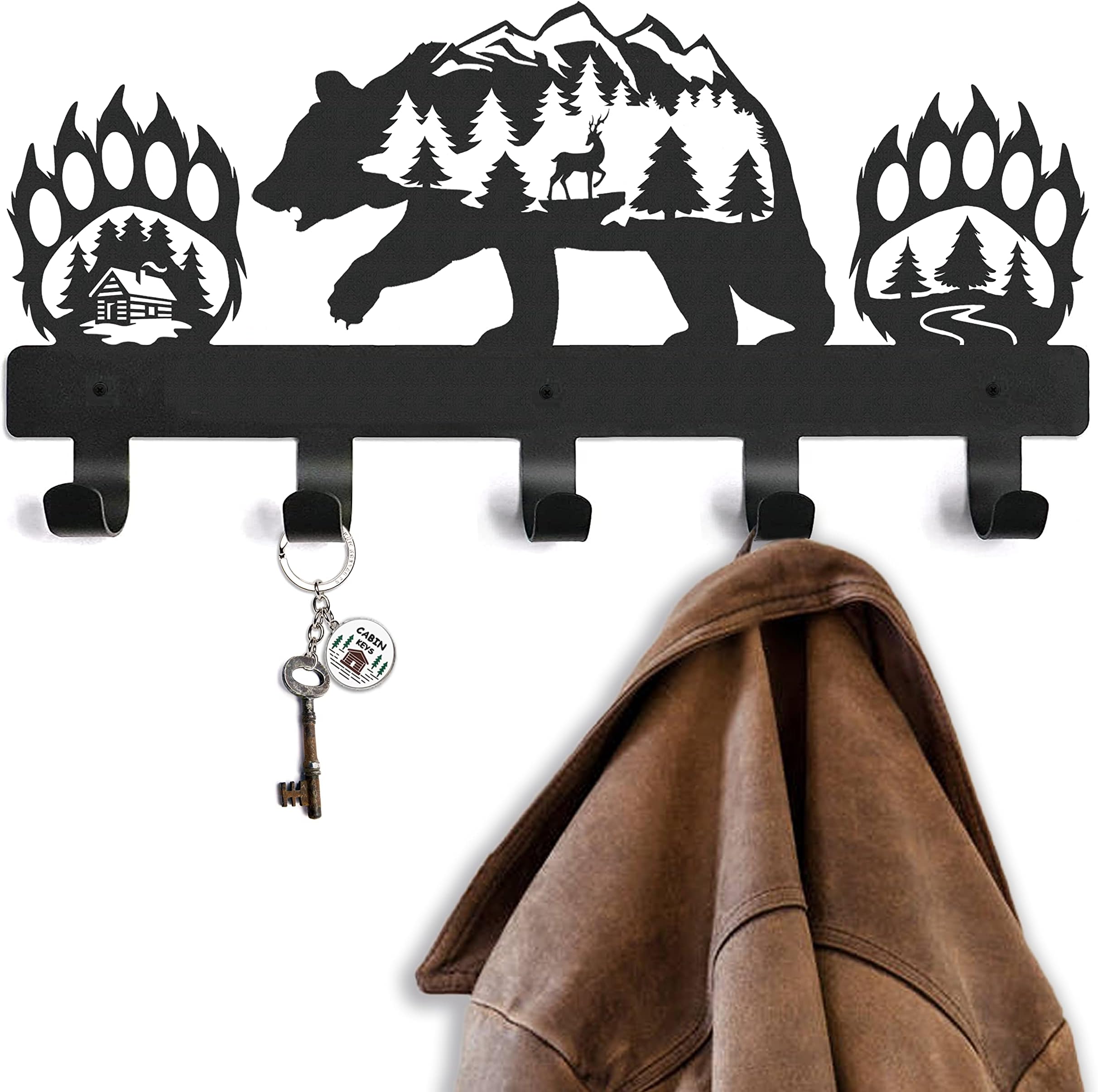 Amazon.com: Cast Iron Bear Wall Key Rack Holder 4 Hooks Coat Hook Home ...