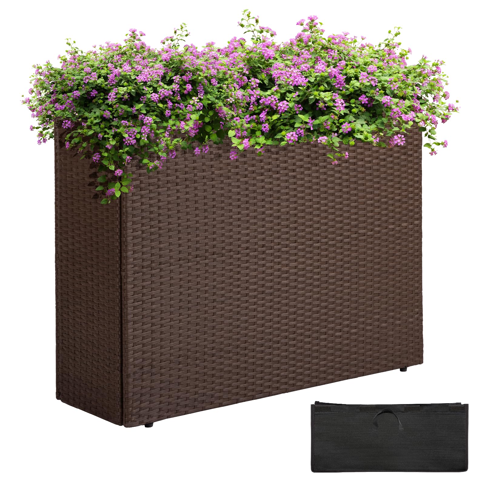 Snapklik.com : All Weather Wicker Planter Raised Garden Bed, 24 In Tall ...