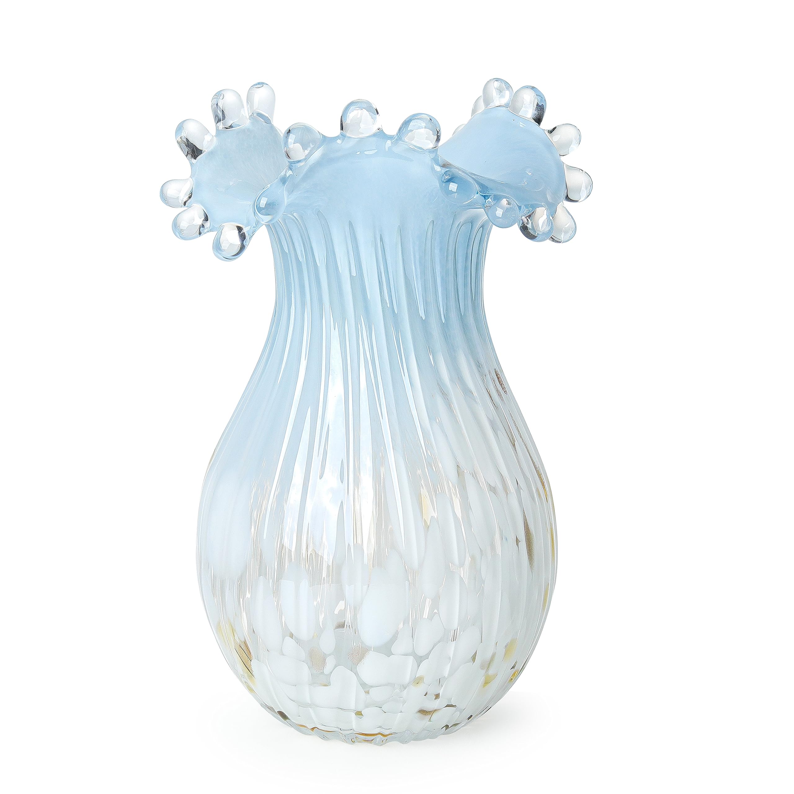 Amazon.com: JATYFING 8.7inch Unique Blue Glass Flower Vase for Decor ...
