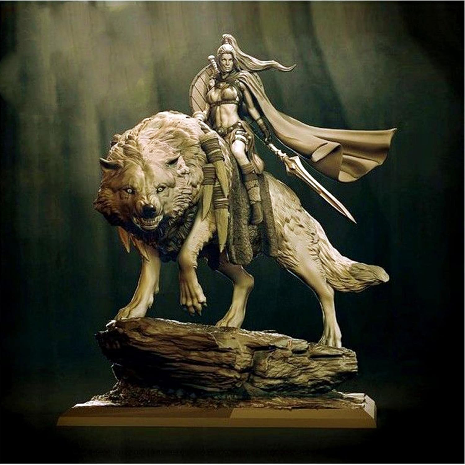 FCBEL 75mm 1/24 Ancient Fantasy Wolf Female Knight Miniature kit Resin ...