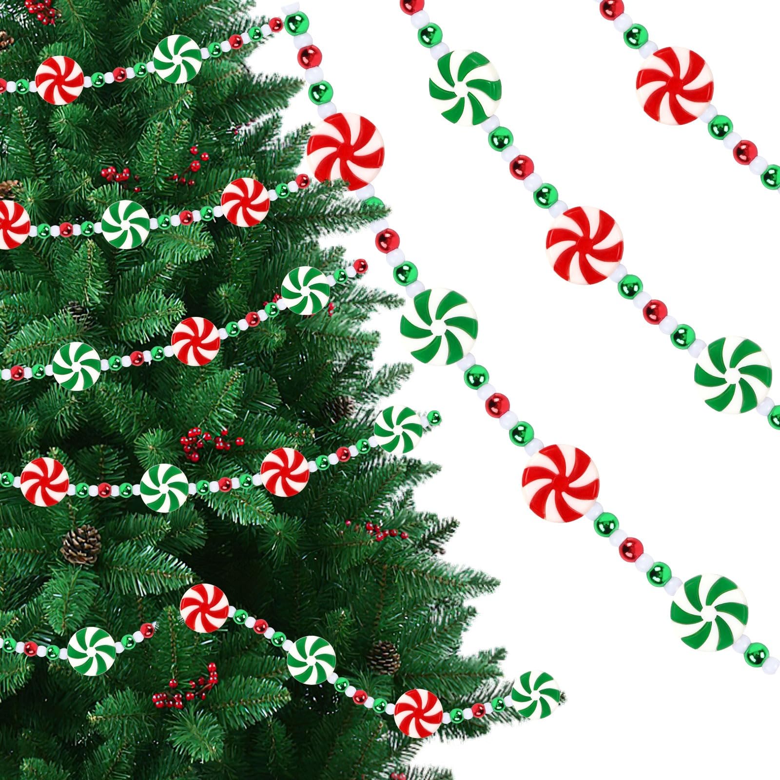 Amazon.com: Jansun 13.14 Ft Christmas Tree Bead Garlands, Acrylic ...