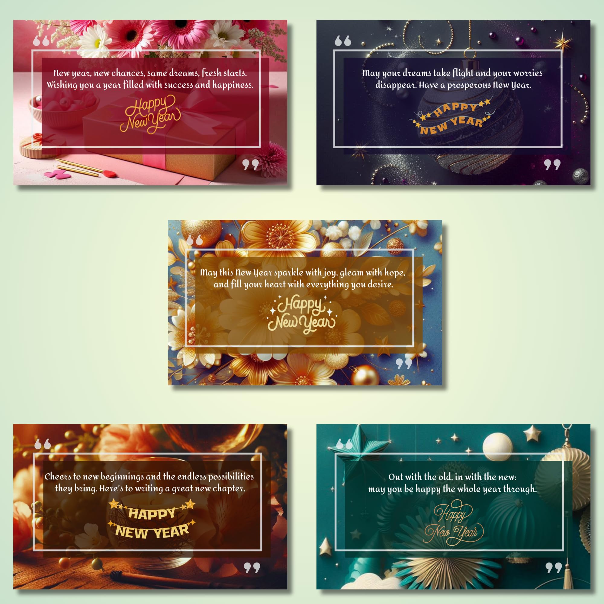 IKBOE Greetsy Set of 20 Happy New Year Greeting Cards | Unique Designs ...