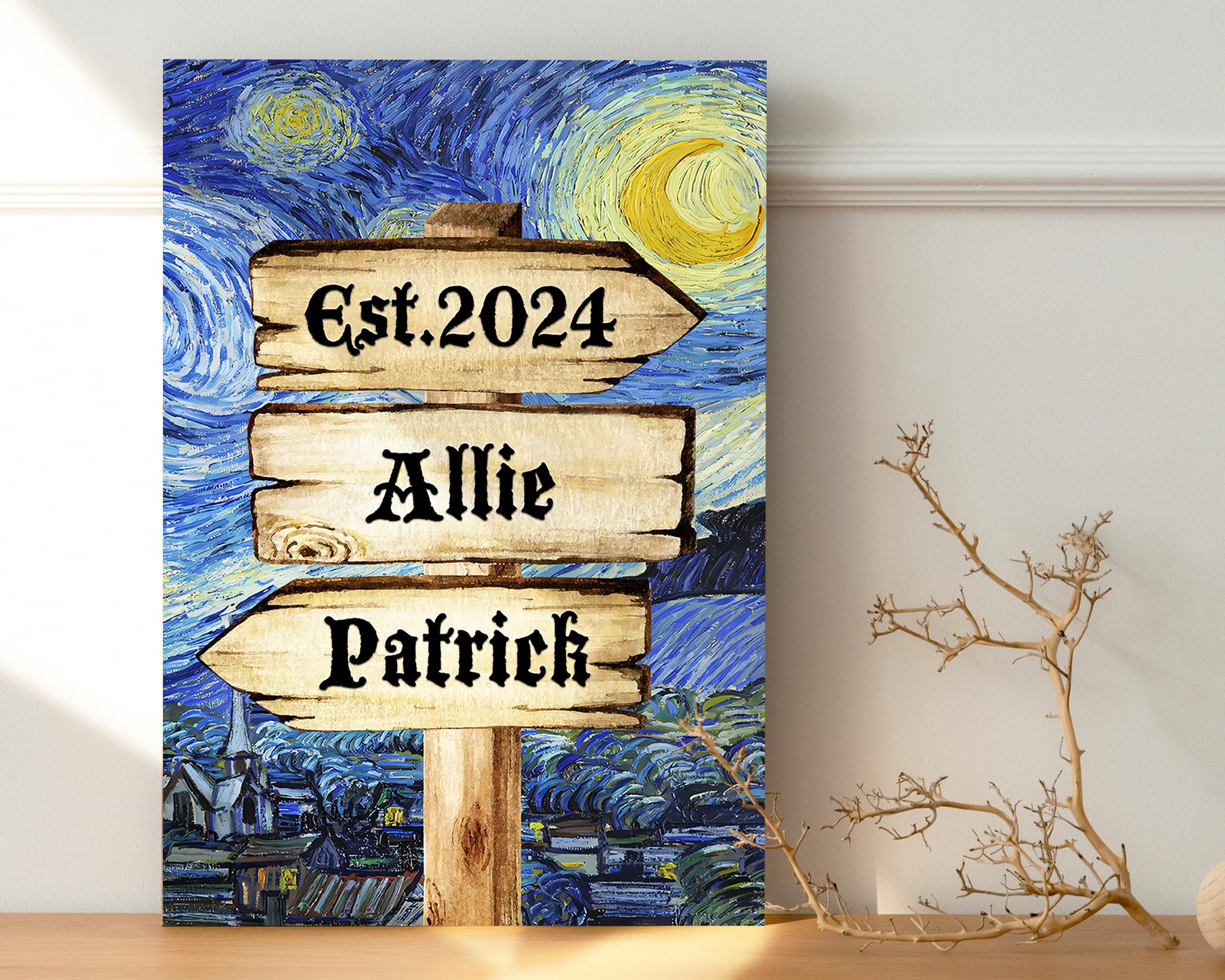 Amazon.com: Personalized Canvas Vintage Starry Night Street Sign For ...