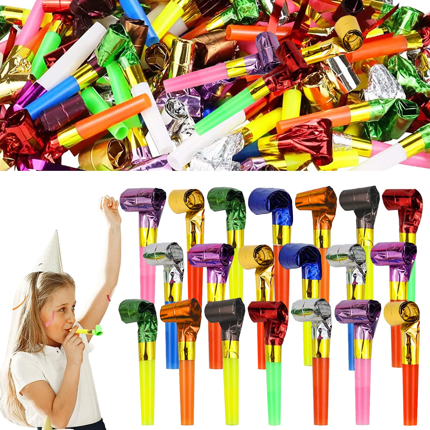 20 PCS Party Blowers Noisemakers Whistles, Colourful Party Noise ...