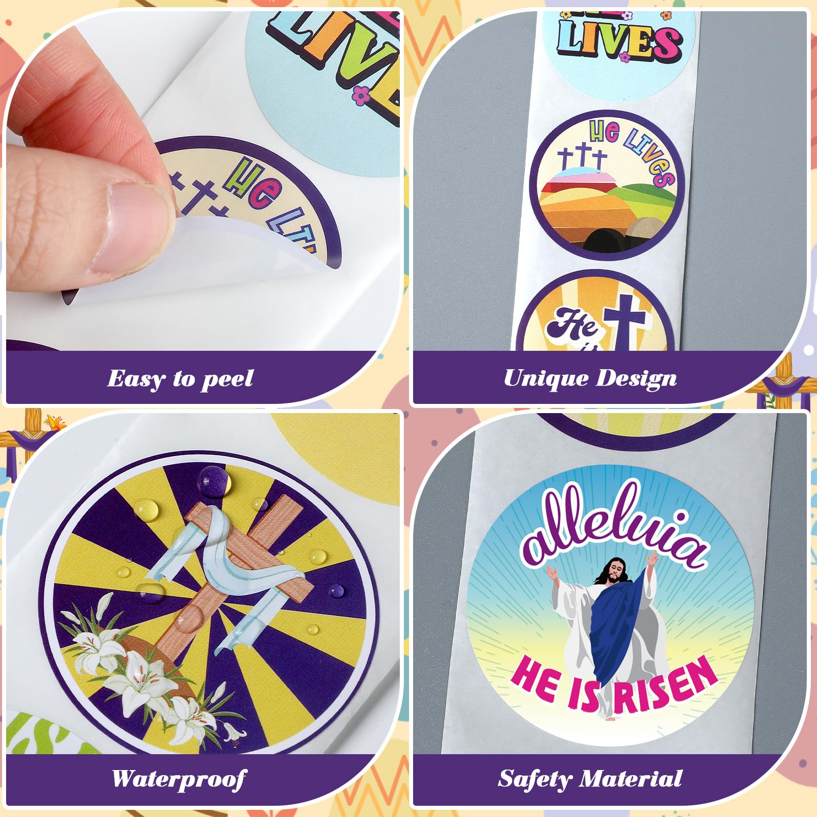 Snapklik.com : 500 Pcs Easter He Lives Stickers For Kids Religious ...