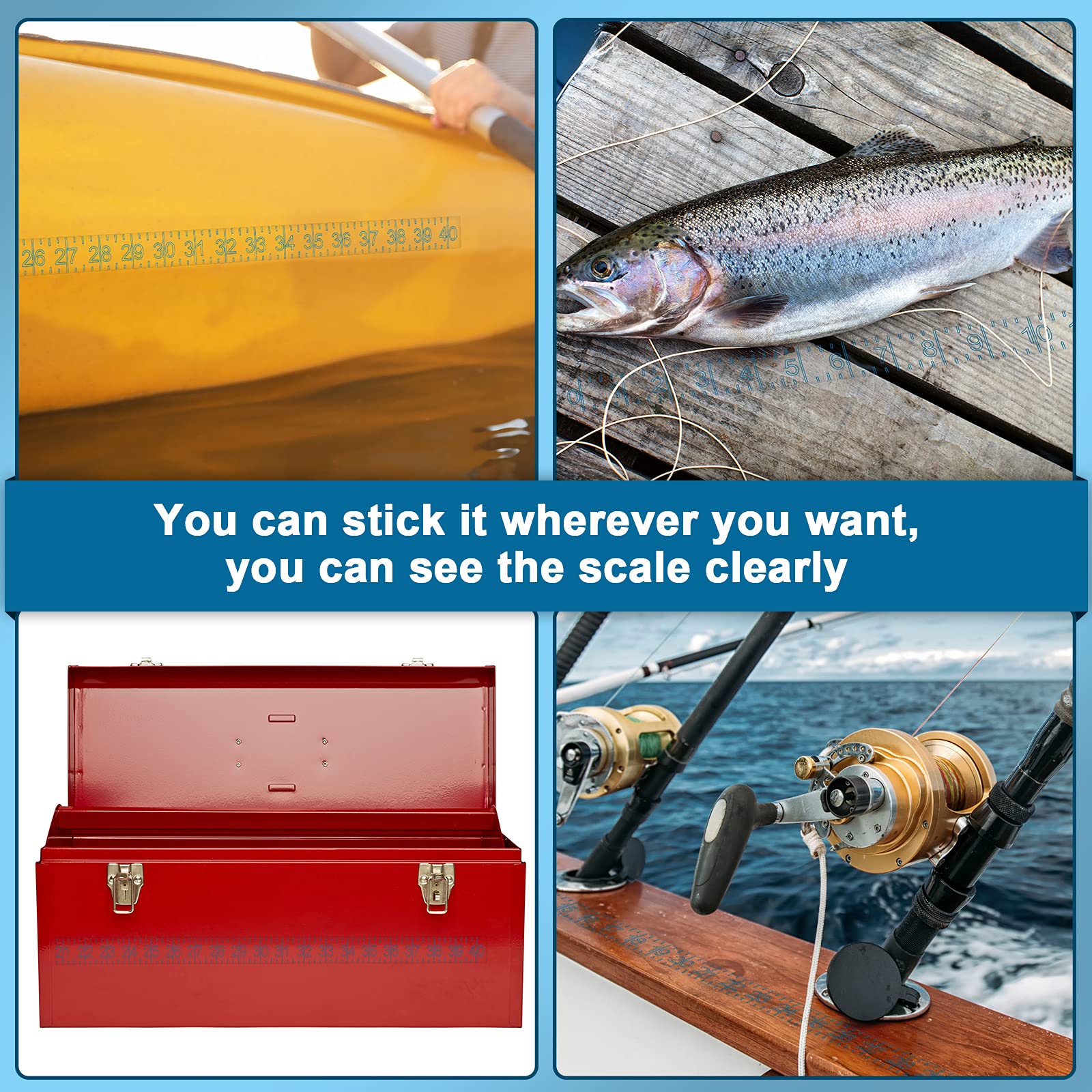Snapklik.com : 4 Pieces 40 Inch Fish Rulers Fish Tape Measure Sticker ...