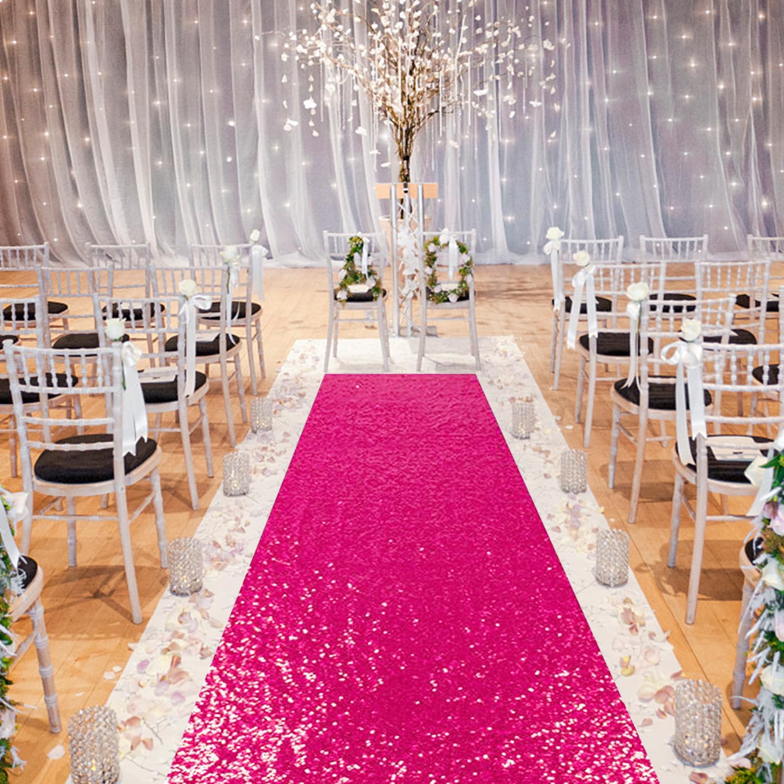 Amazon.com: Wedding Aisle Runner Hot Pink 2FTx15FT Sequin Carpet Runner ...
