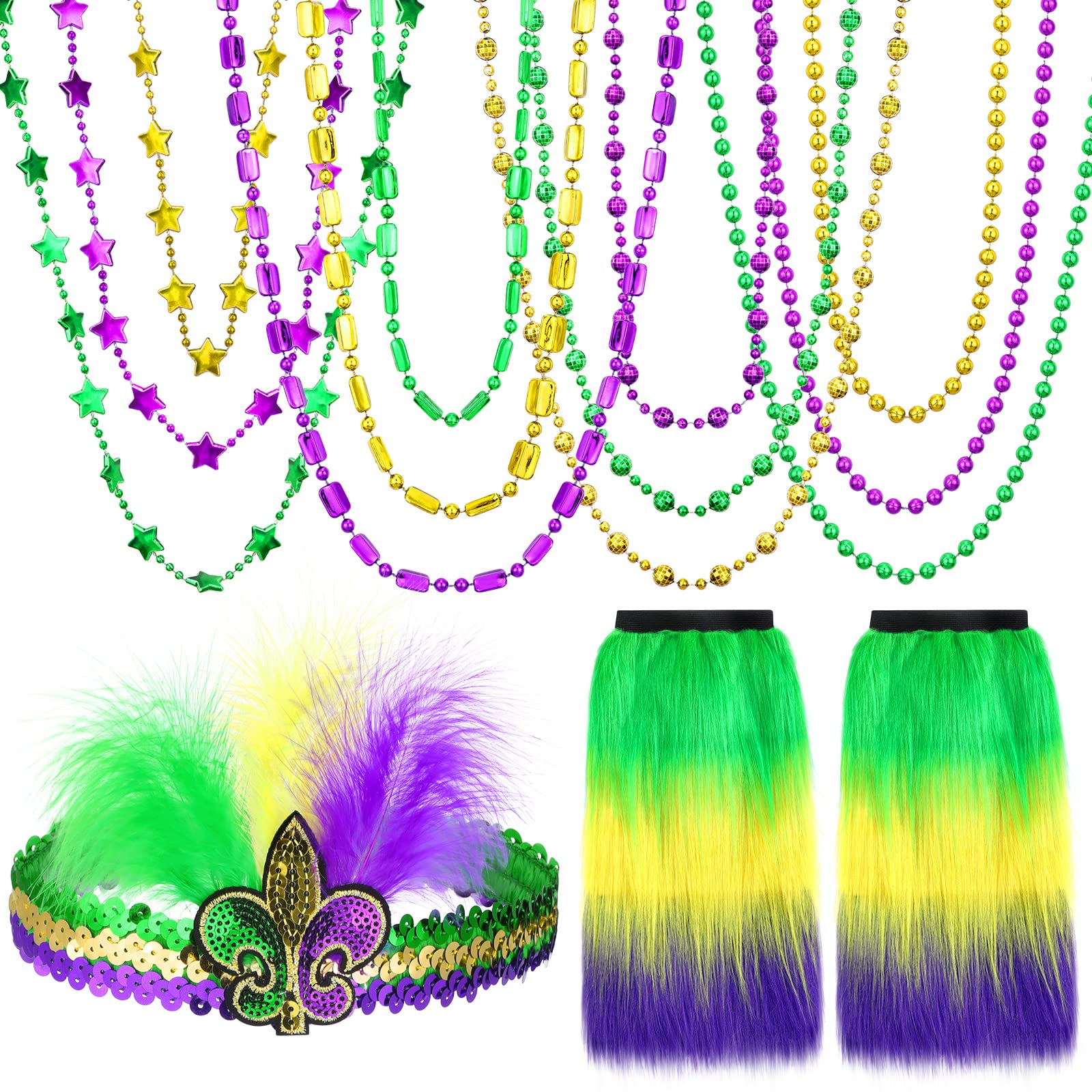 Amazon.com: Rtteri 12pcs Mardi Gras Leg Warmers Accessories Include ...
