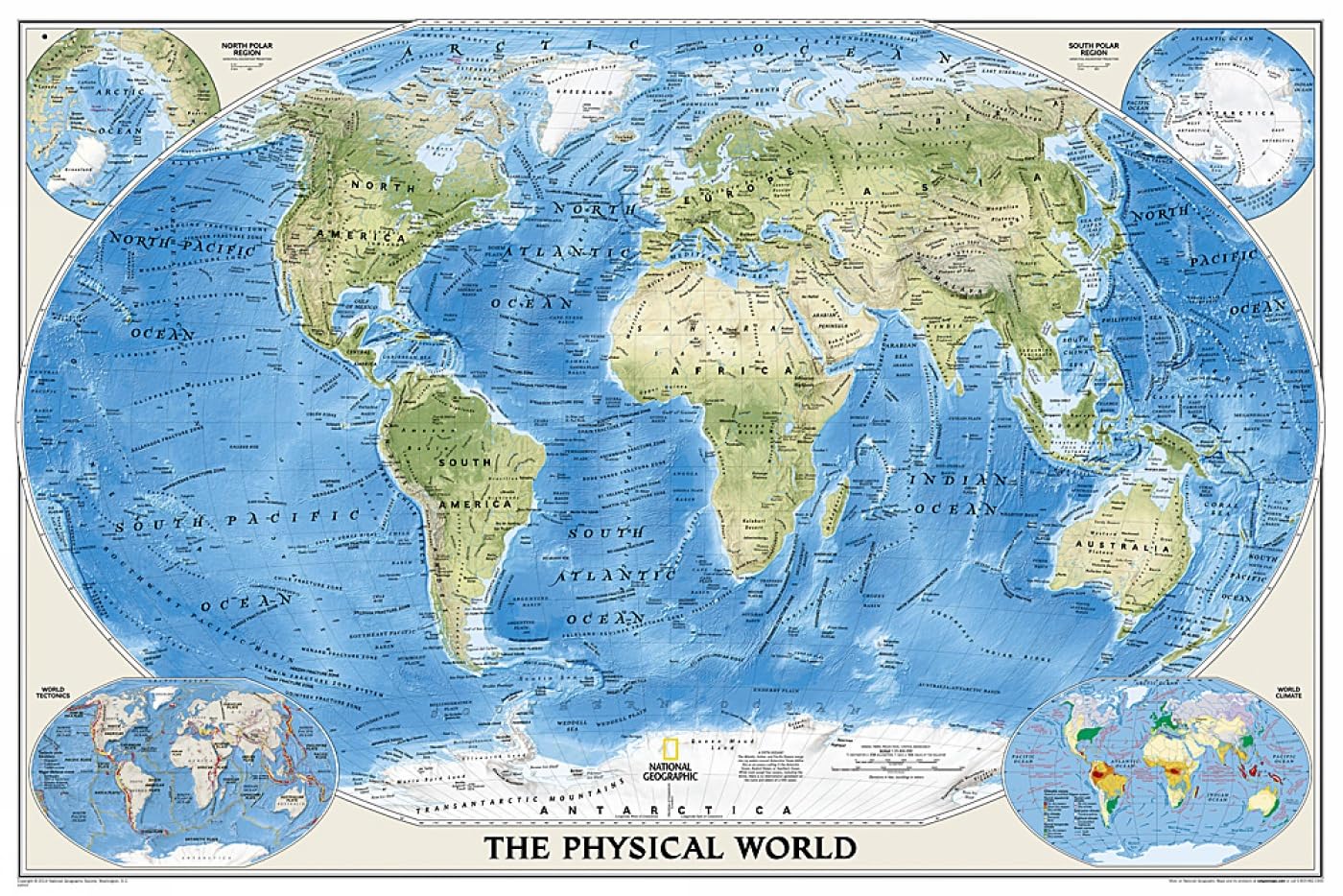 Weltkarte Physisch mit Meeresrelief: 1:38900000: Wall Maps World ...