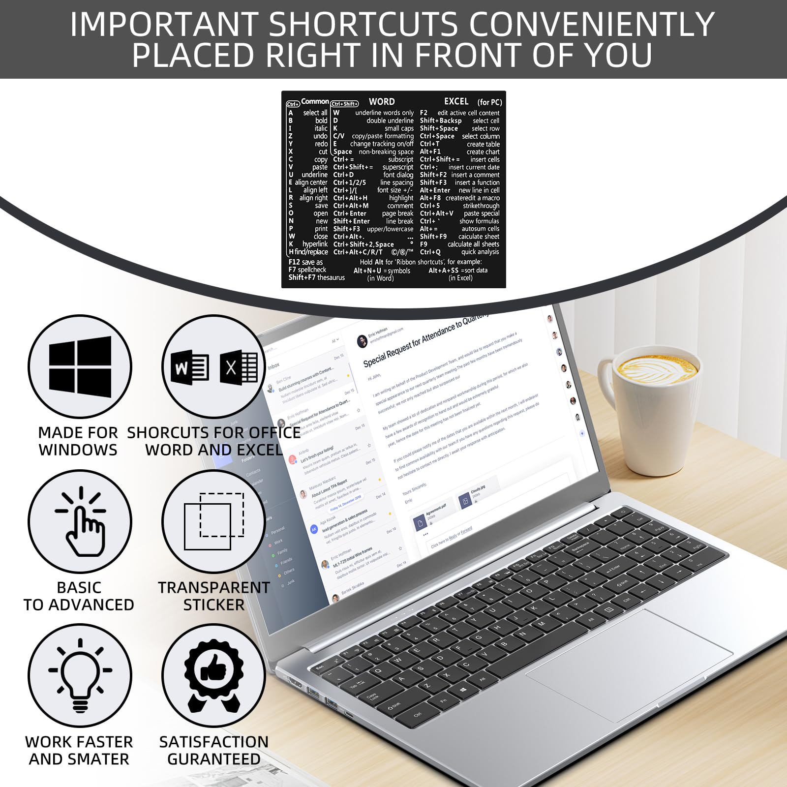 Snapklik.com : 8PCS Notebook Keyboard Shortcuts Lable Sticker Laptop ...