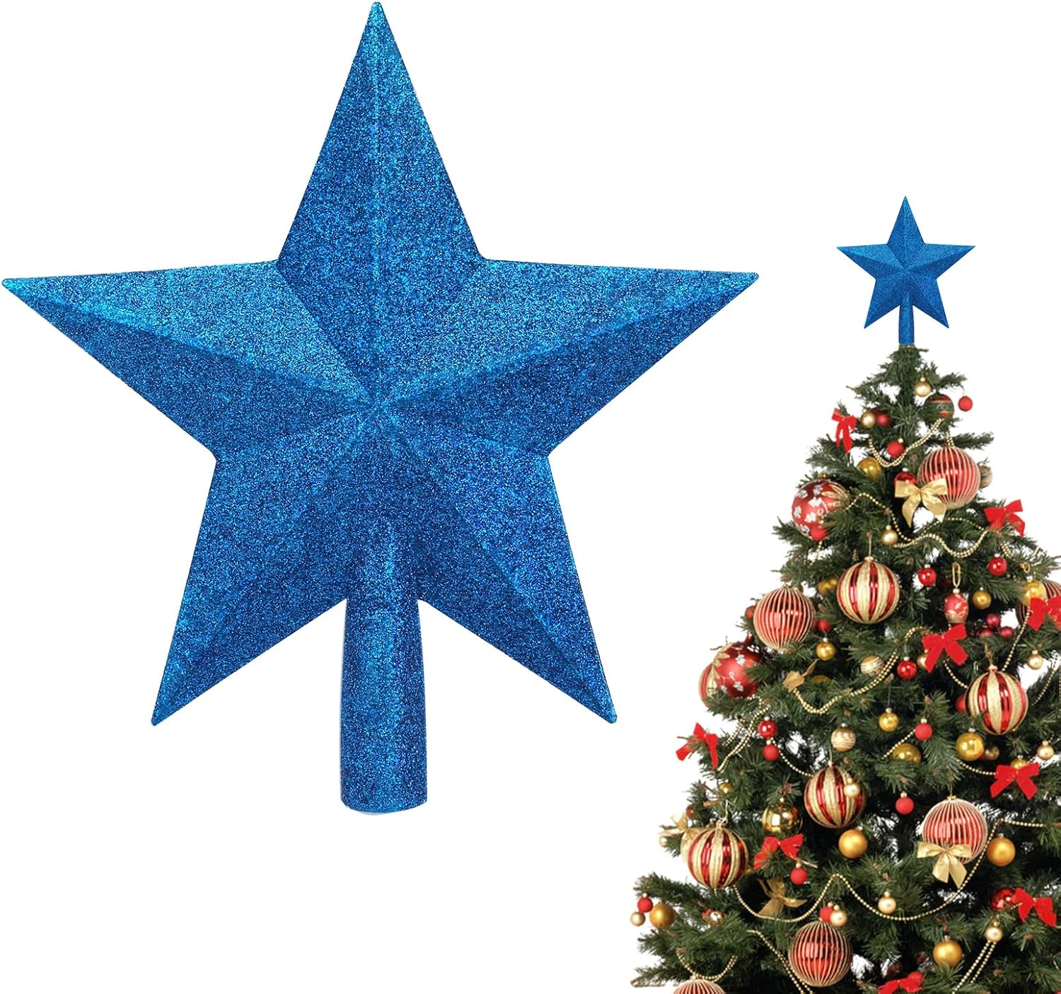 Amazon.com: Christmas Tree Topper, 6 inch Glitter Star Tree Topper for ...