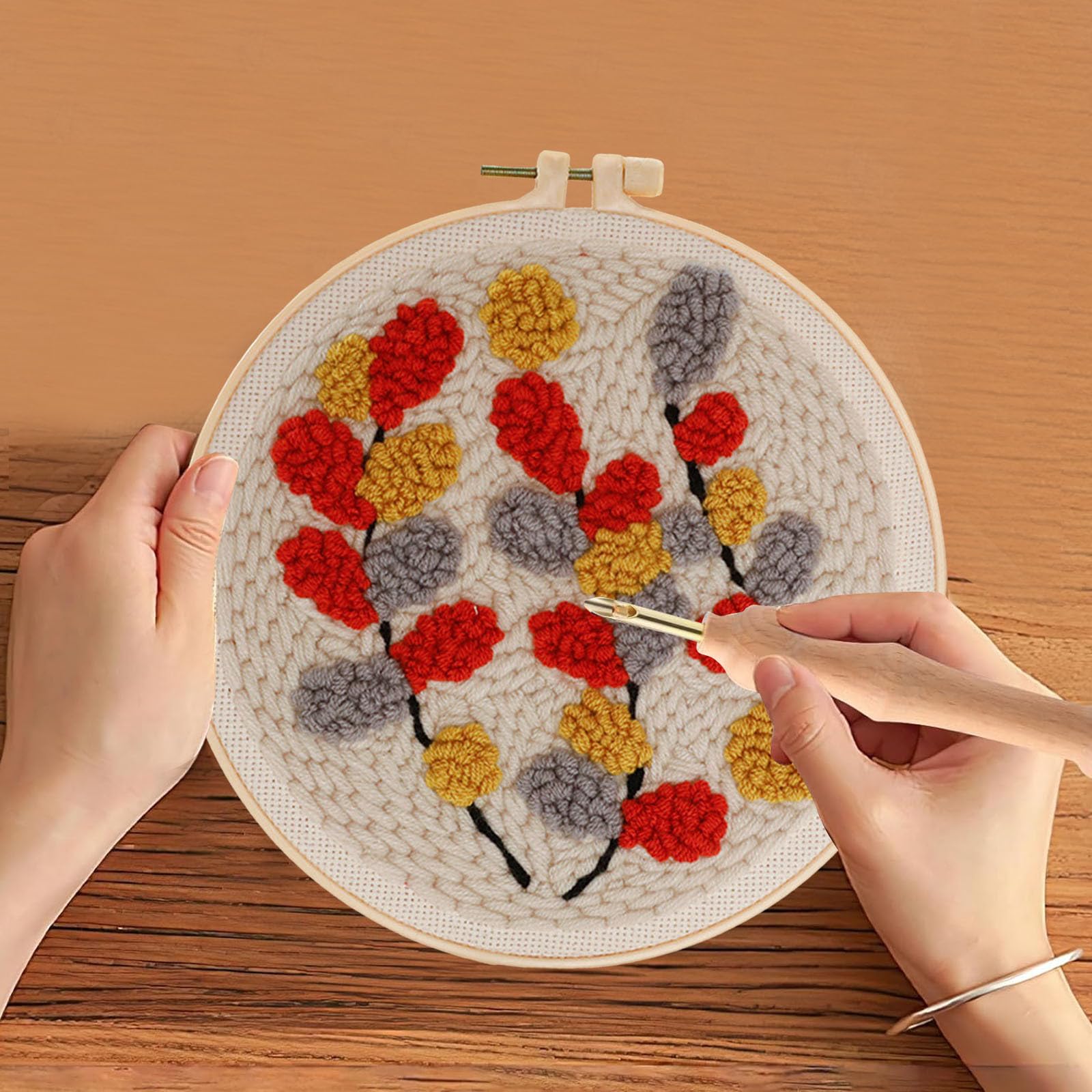 DIY Embroidery DIY Punch Needle Kit - Cute Highland Cow & Daisy Flowers ...