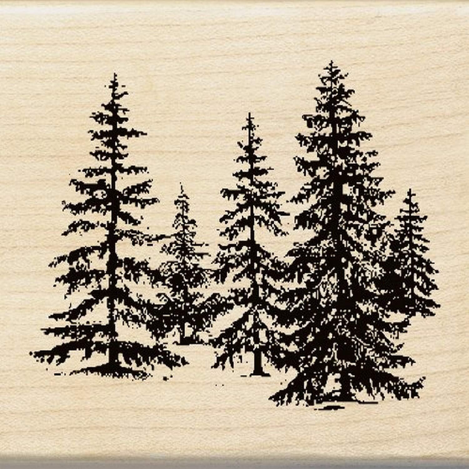 Amazon.com: Inkadinkado Pine Tree Wood Stamp for Arts and Crafts, 2.25 ...