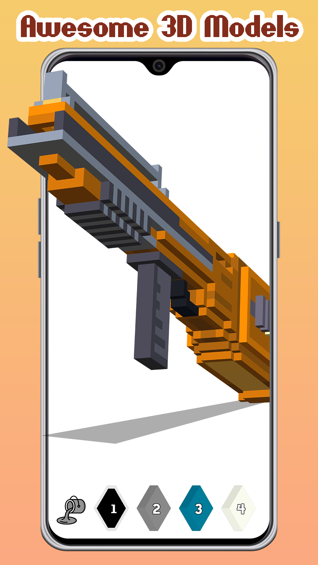 Guns 3D Color By Number - Weapons Voxel Coloring Book - App on Amazon ...