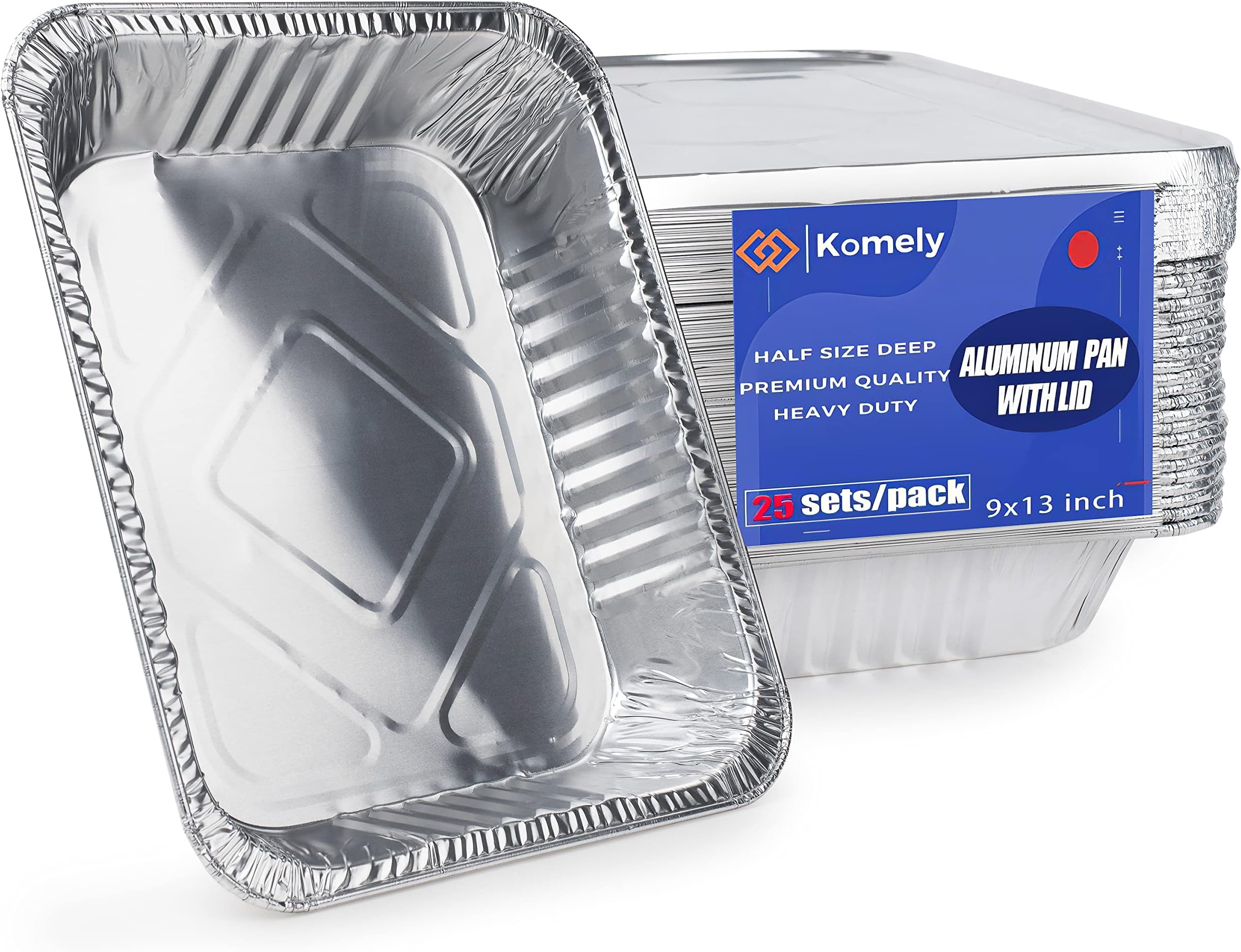 Amazon.com: Komely Aluminum Foil Pans with Lids [25-Pack], Half-Size ...