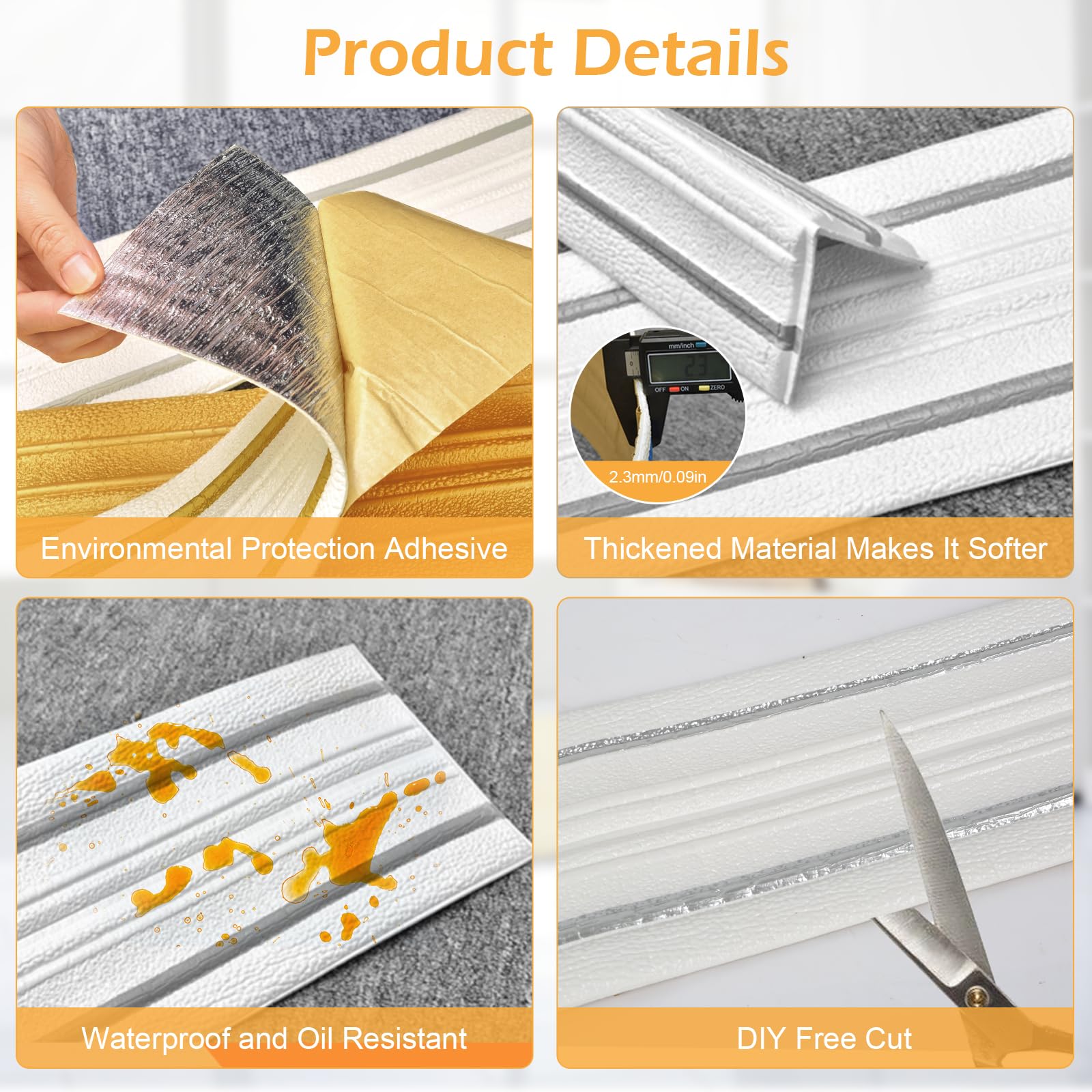 Wallpaper Borders Ashosteey Self Adhesive Flexible Foam Molding Trim,3D ...