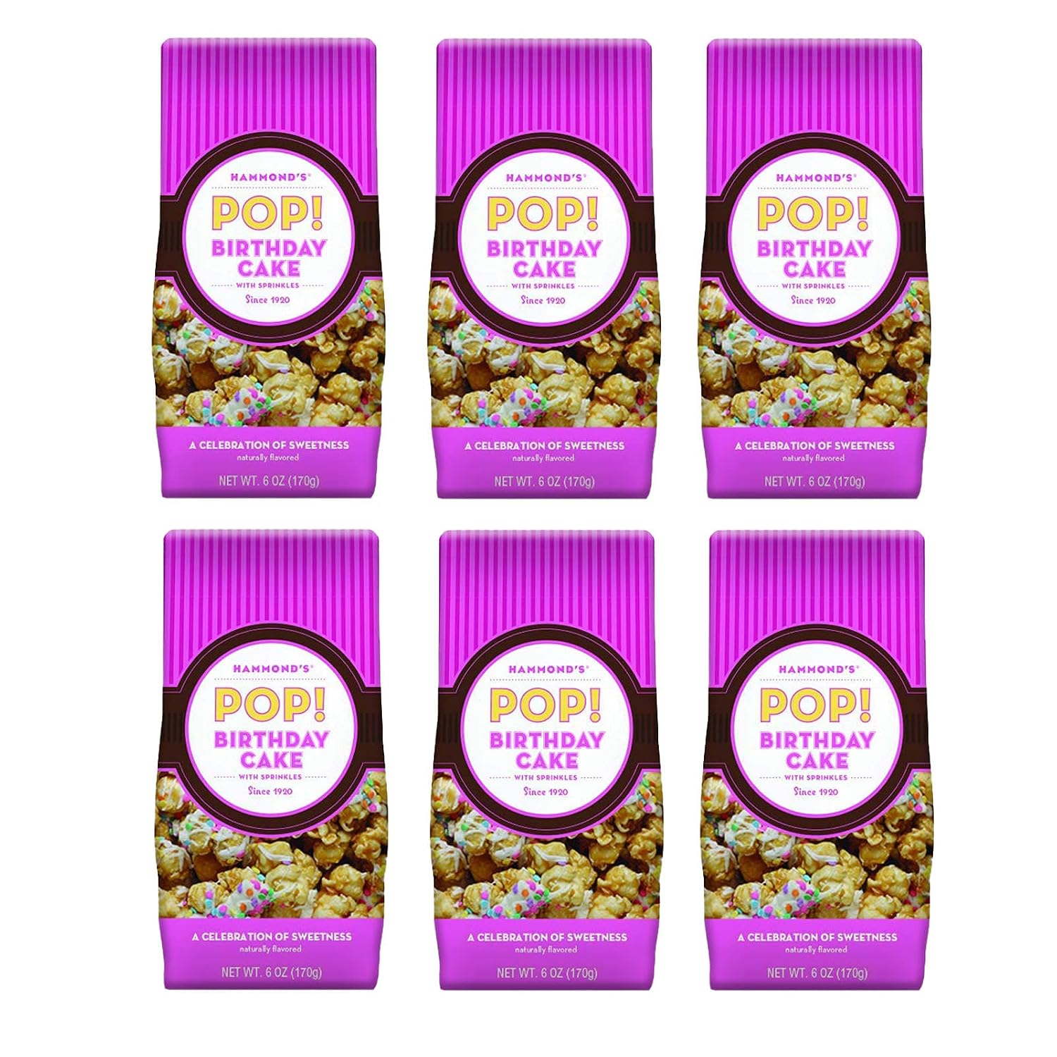 Amazon.com : Hammond's Candies | Gourmet Birthday Cake Popcorn | 6 Bags ...
