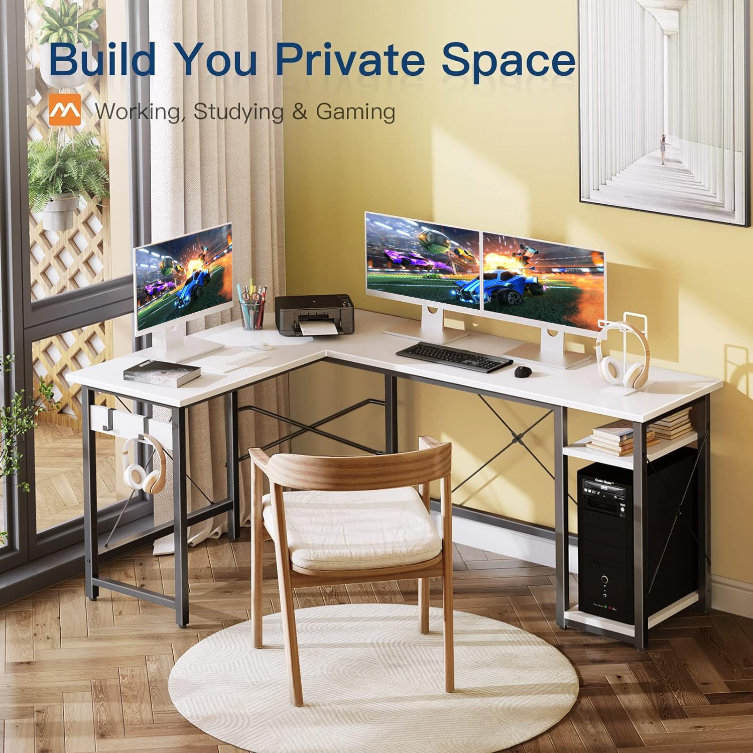 Snapklik.com : Coleshome L Shaped Computer Desk 59"