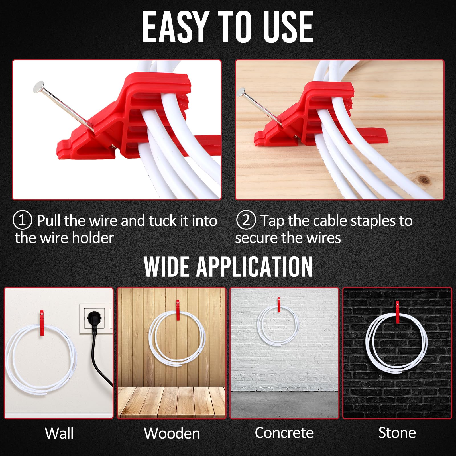 Snapklik.com : Leriton 100 Pcs Cable Stackers Electrical Cable Stapler ...