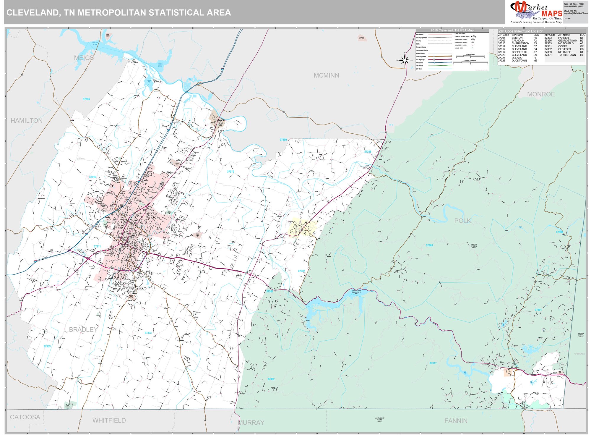 Full Map Of Cleveland Tennessee