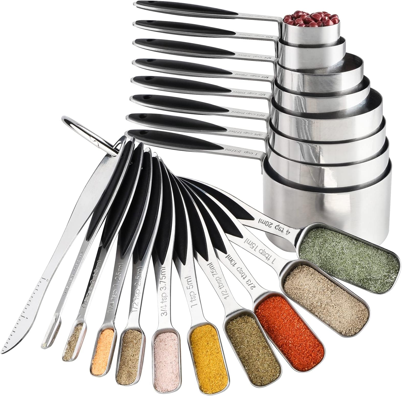 Amazon.com: Stainless Steel Measuring Cups Set 4 Piece, Stackable ...