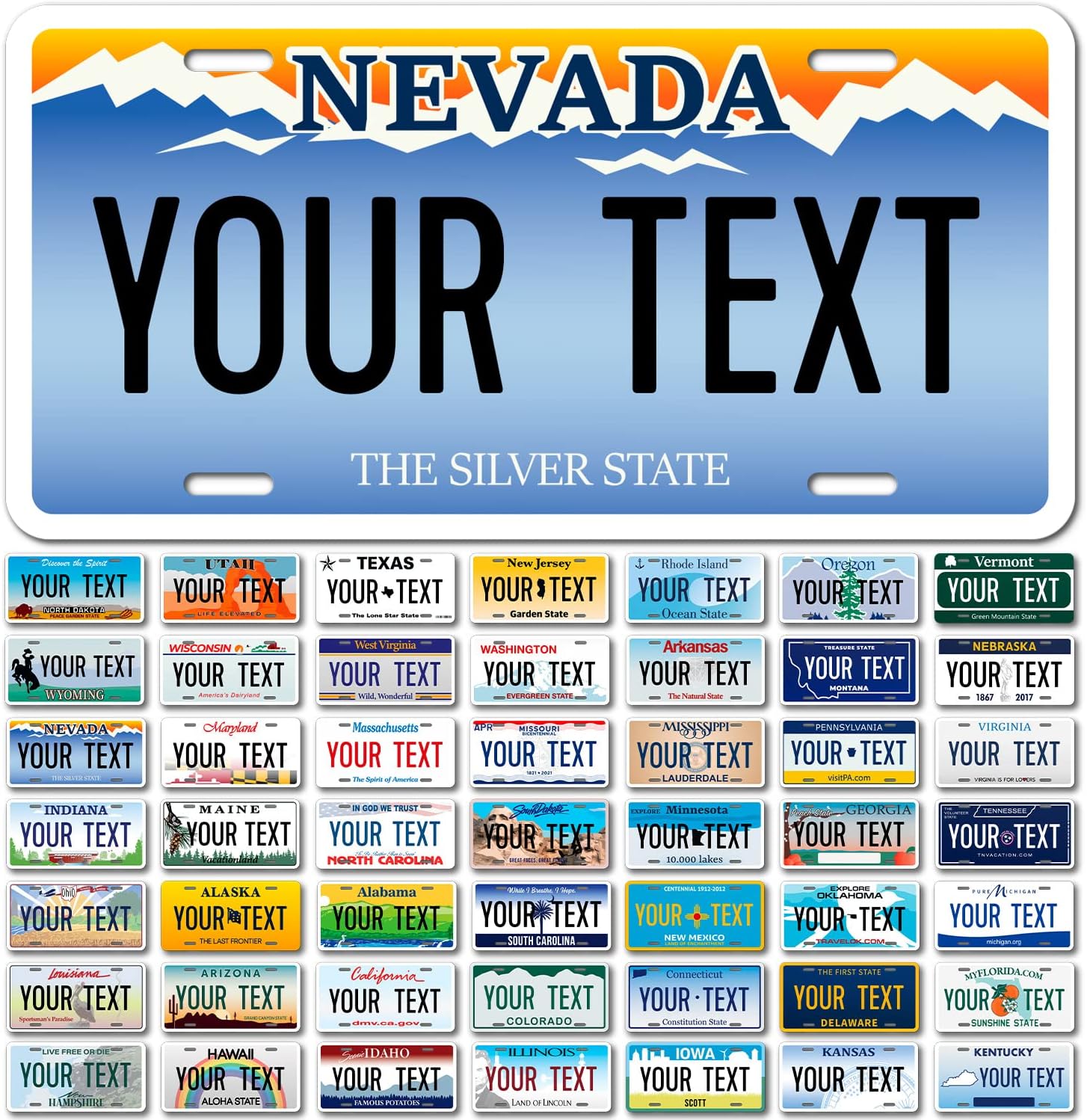 Amazon.com: Custom Nevada, Mini License Plate, Personalized 50 States ...