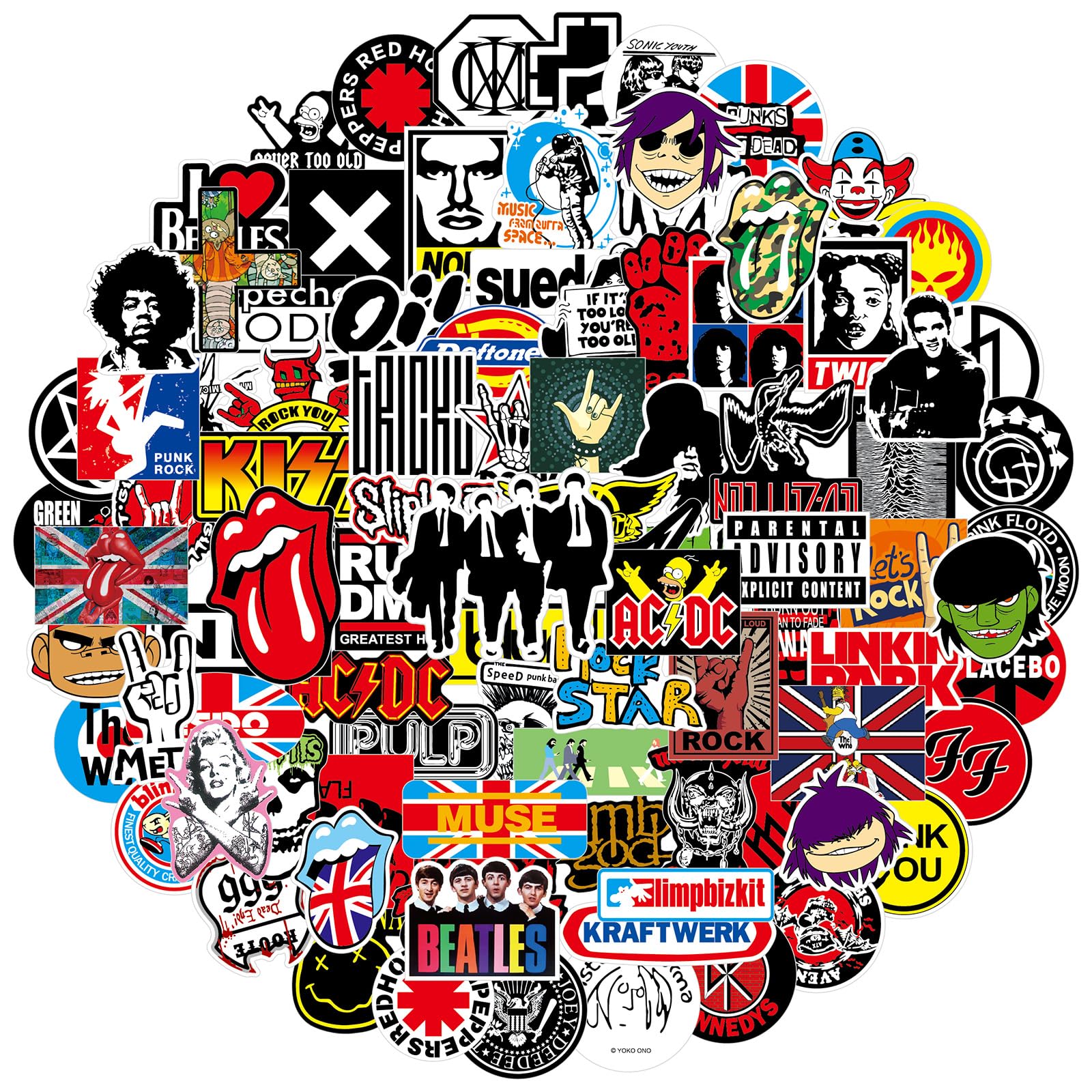 100Pcs Rock Band Stickers, Classic Music Stickers for Singer Adults ...