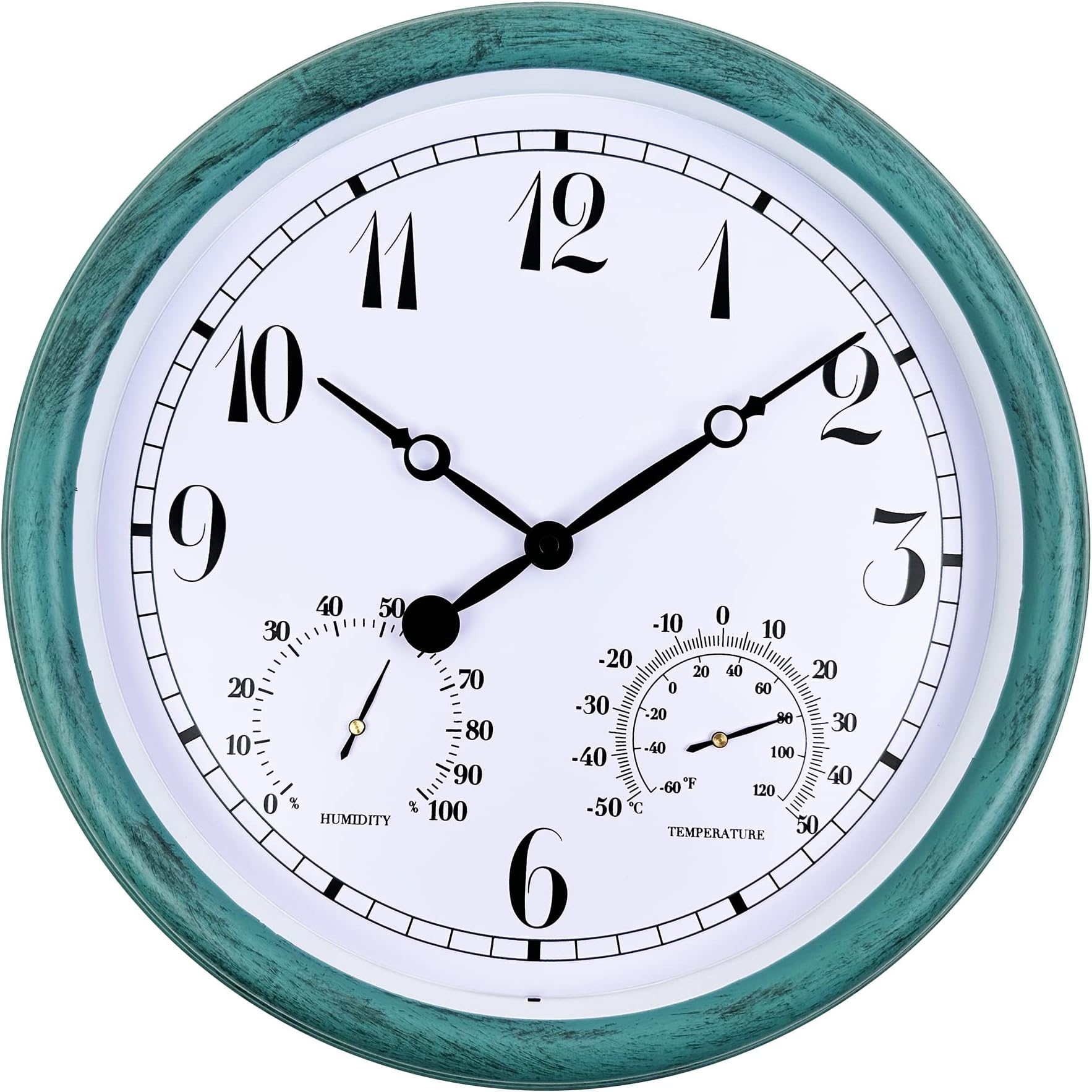 Amazon.com: AcuRite 02470 Rustic Green Outdoor Clock with Thermometer ...